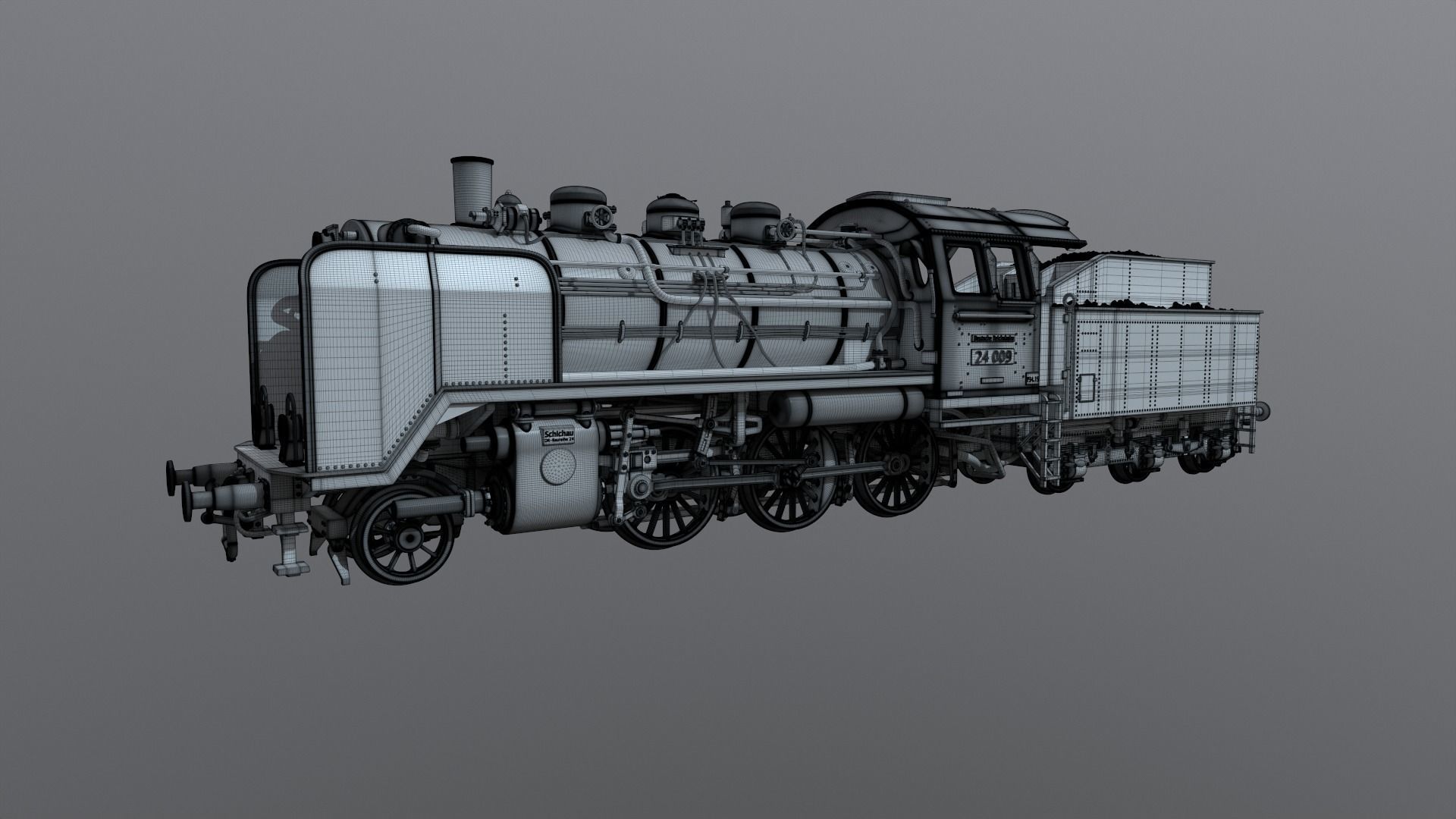 STEAM ENGINE - LOCOMOTIVE - DRG CLASS 24 - DR-BAUREIHE 24 3D model 3D ...