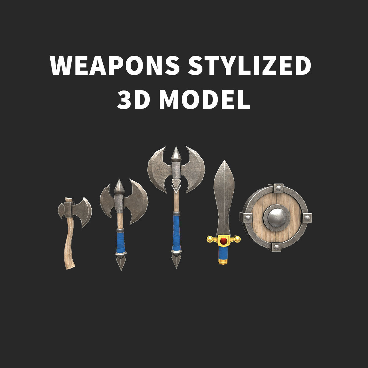 3D model medeval weapons stylized 3d model pack VR / AR / low-poly ...