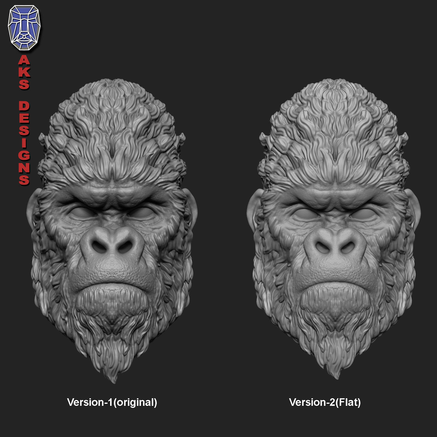 Gorilla 1 bas relief 3D model 3D printable | CGTrader