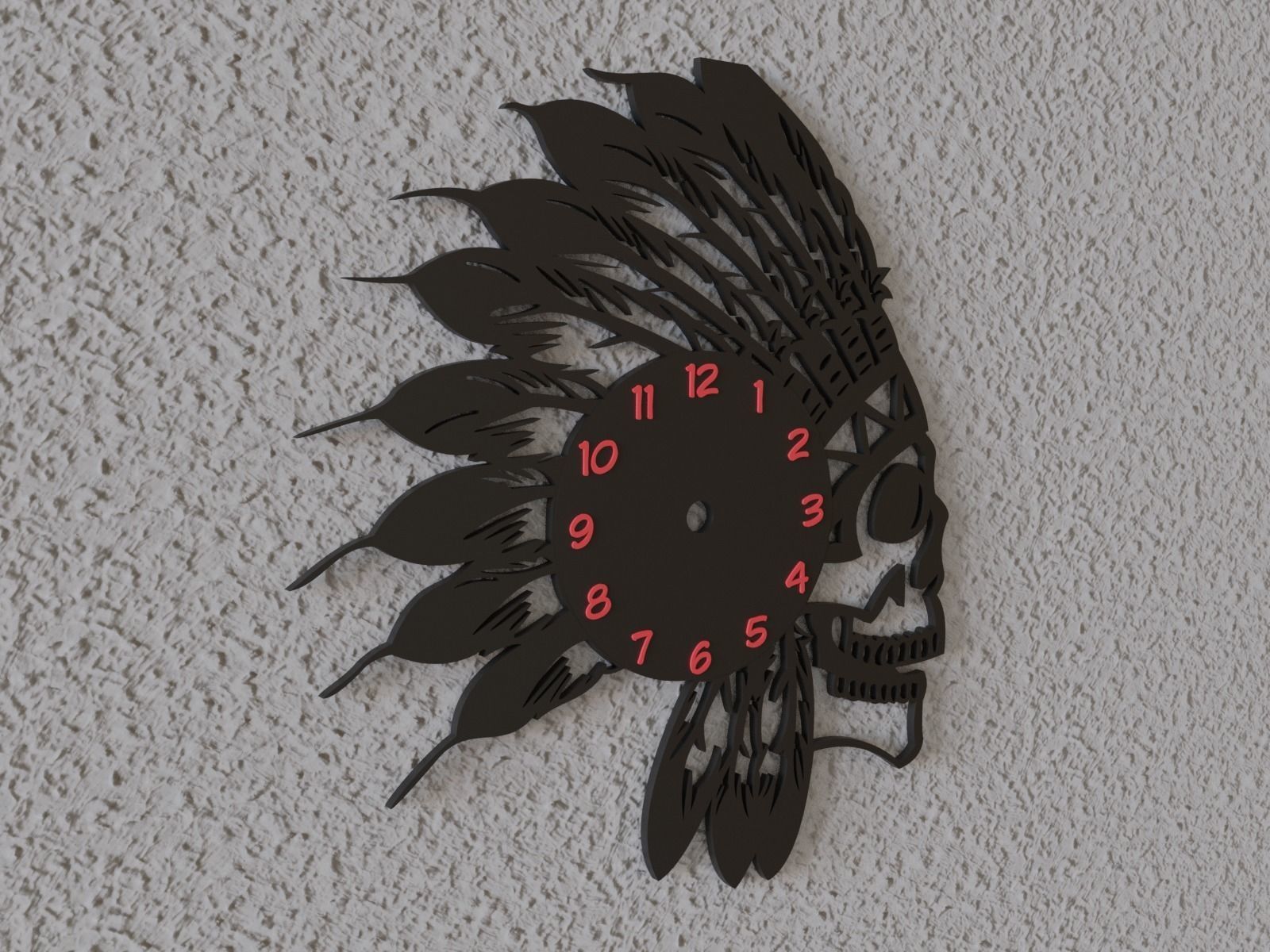 apache skull wall clock 3D model 3D printable | CGTrader
