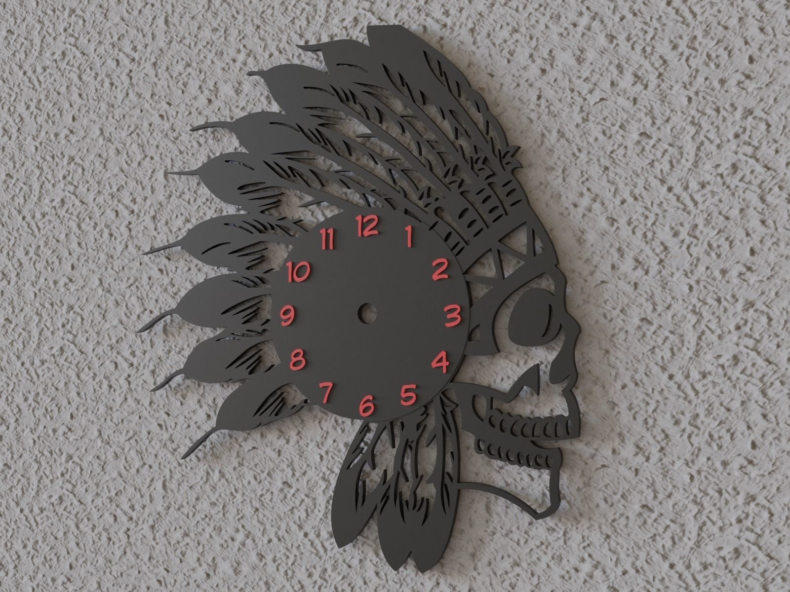 apache skull wall clock 3D model 3D printable | CGTrader