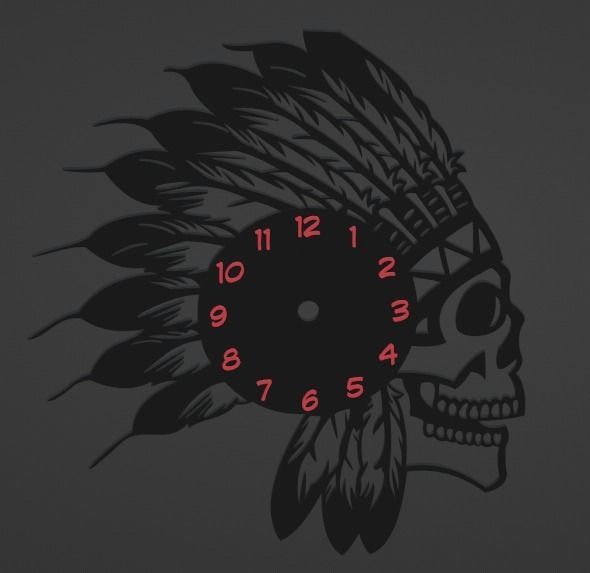 apache skull wall clock 3D model 3D printable | CGTrader
