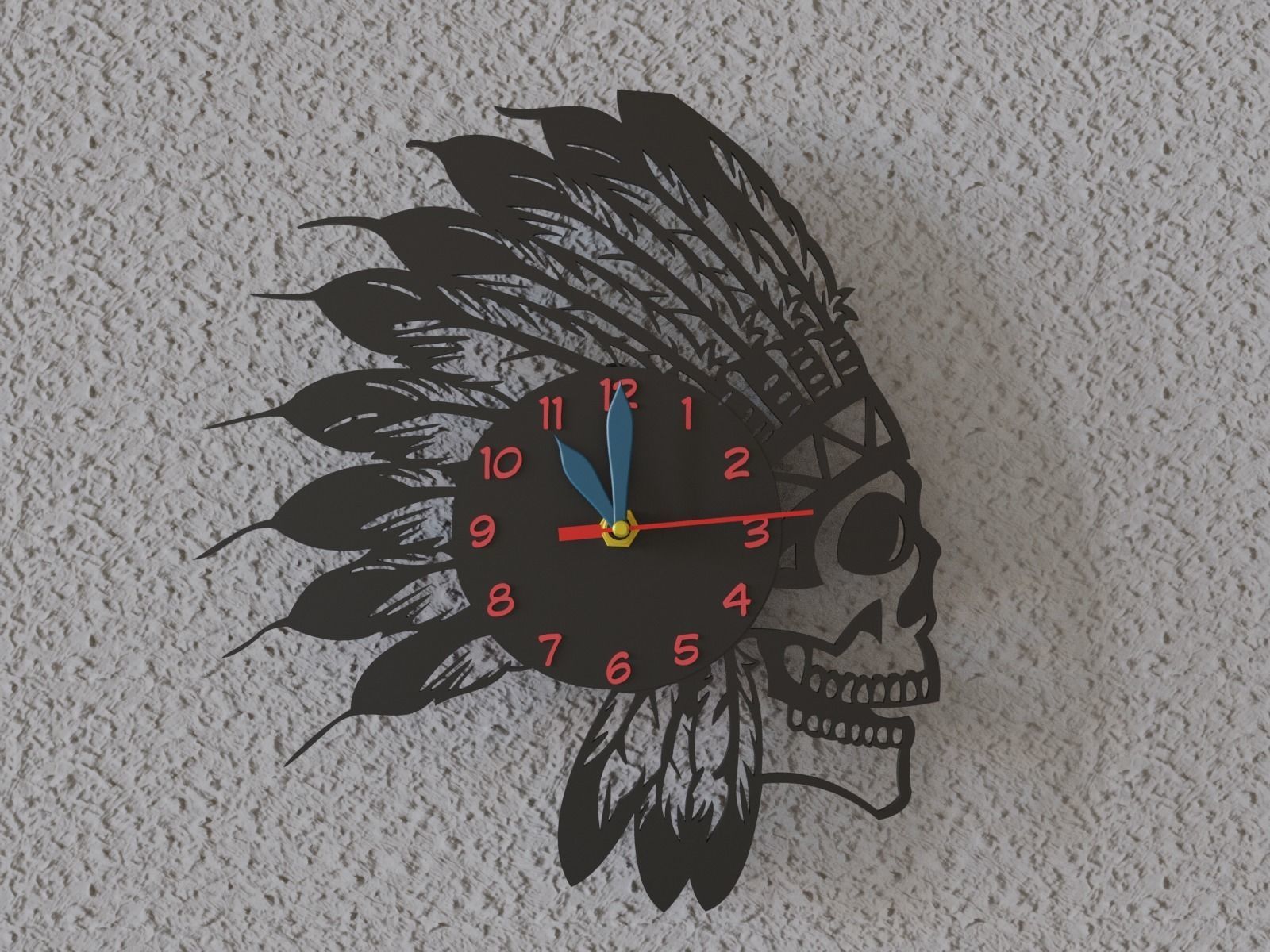 apache skull wall clock 3D model 3D printable | CGTrader