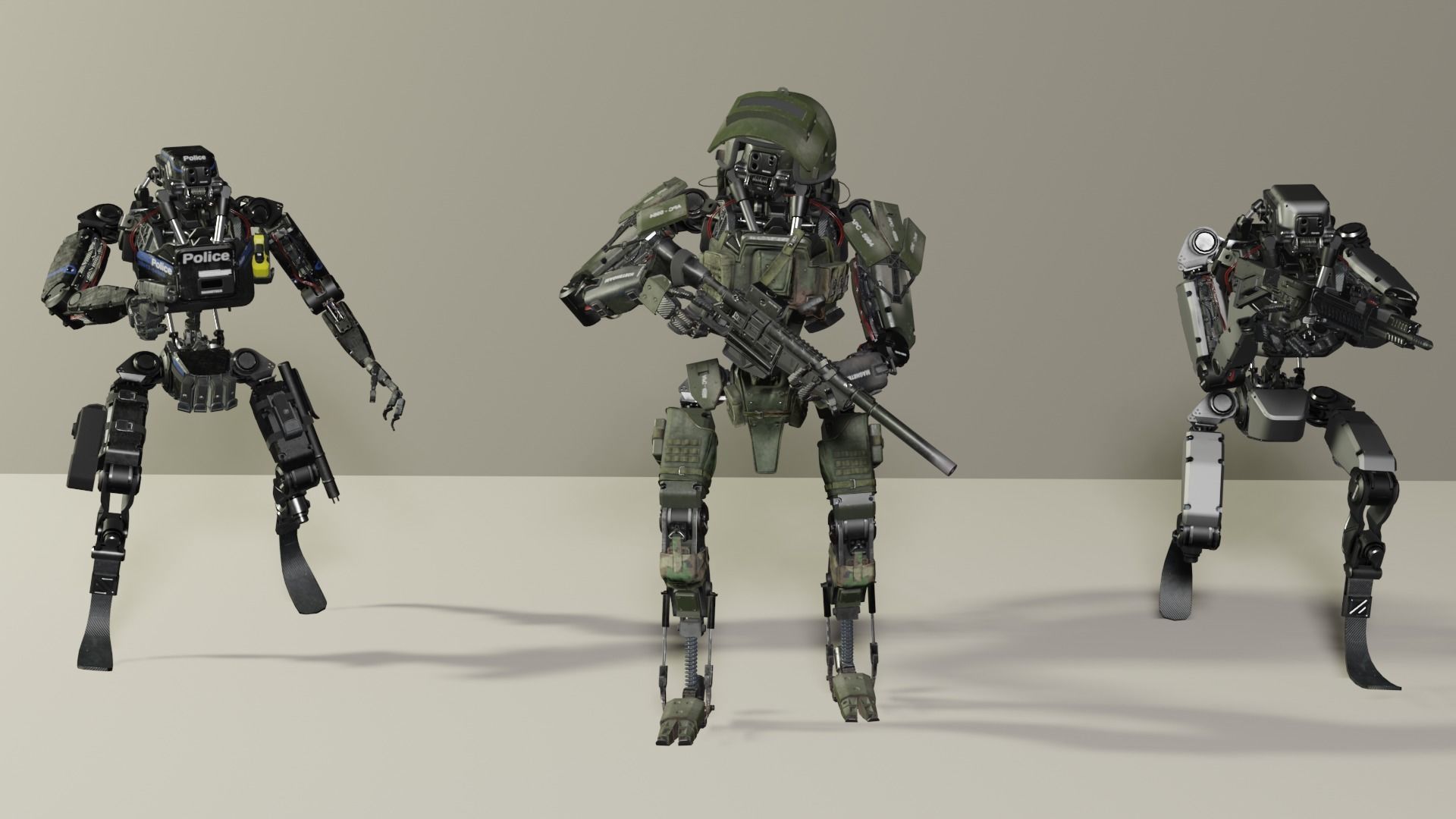 Humanoid Army and Police Robot free 3D model rigged | CGTrader