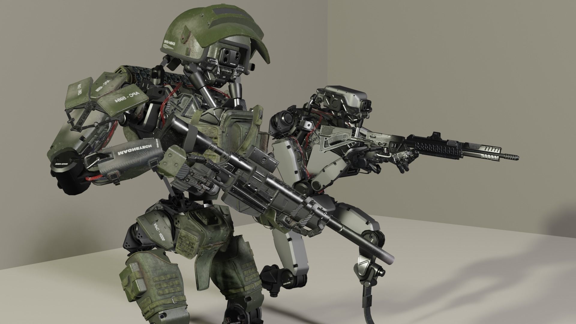 Humanoid Army and Police Robot free 3D model rigged | CGTrader