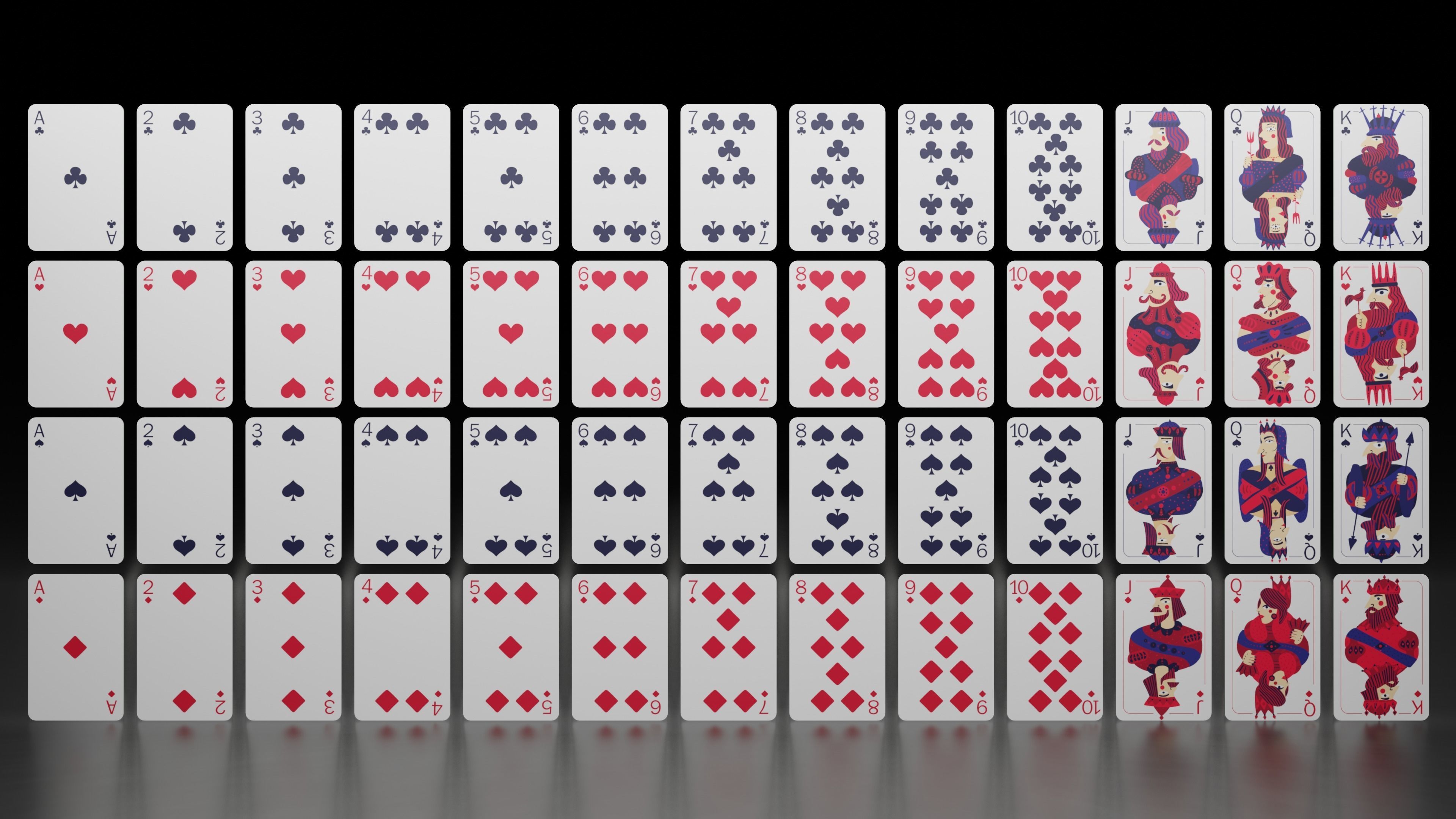 Playing Cards - Deck of 52 cards free VR / AR / low-poly 3D model ...