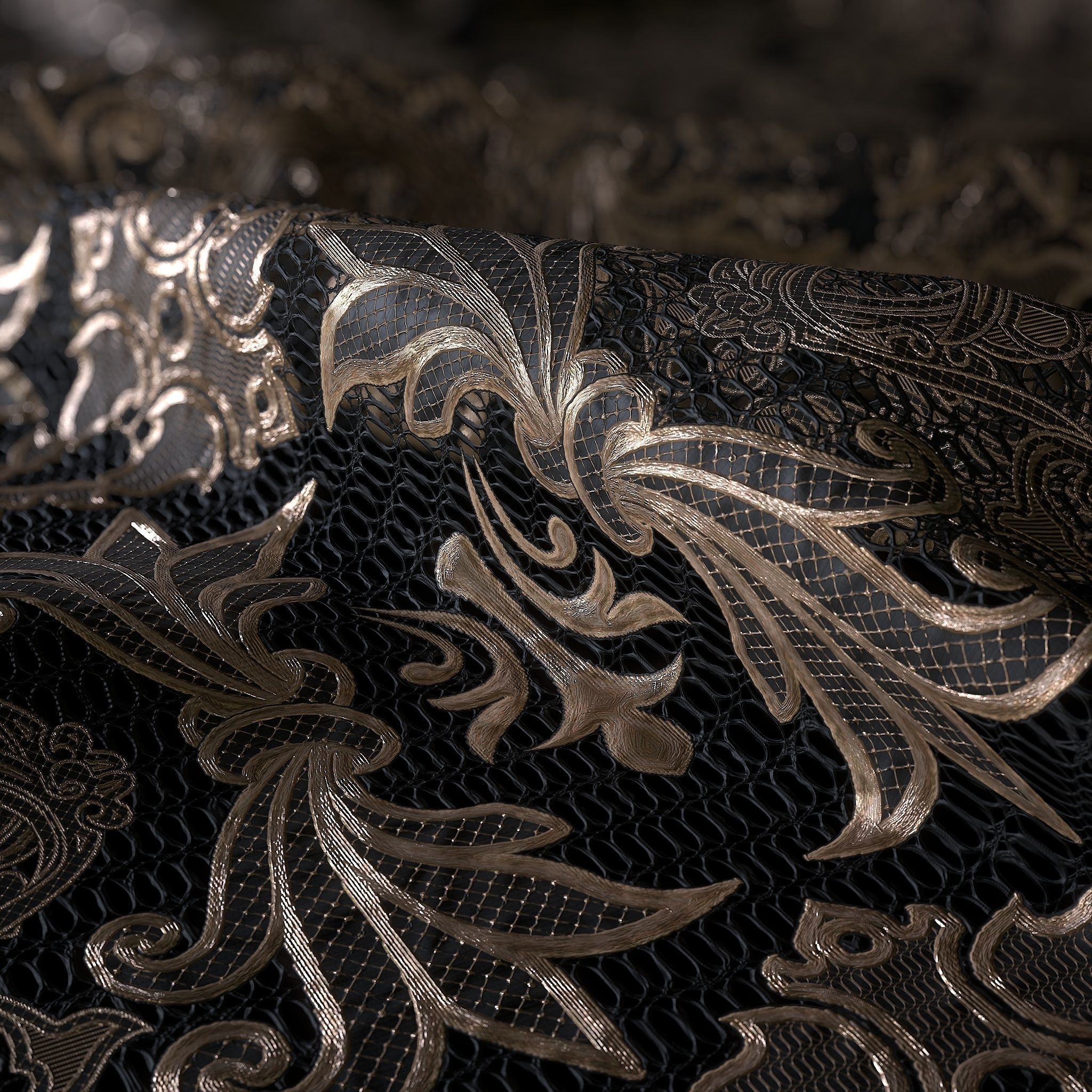 Lace Embroidery 01 - 4K - PBR - PNG - SBSAR - 3 Colors Texture | CGTrader