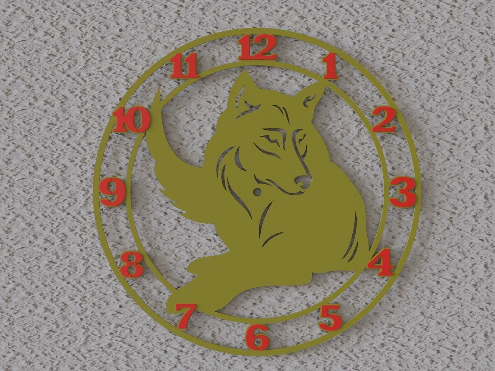 wolf wall clock 3D model 3D printable | CGTrader