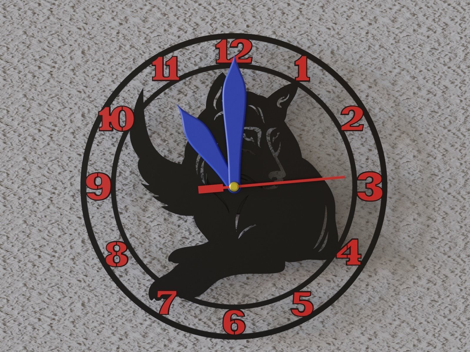 wolf wall clock 3D model 3D printable | CGTrader