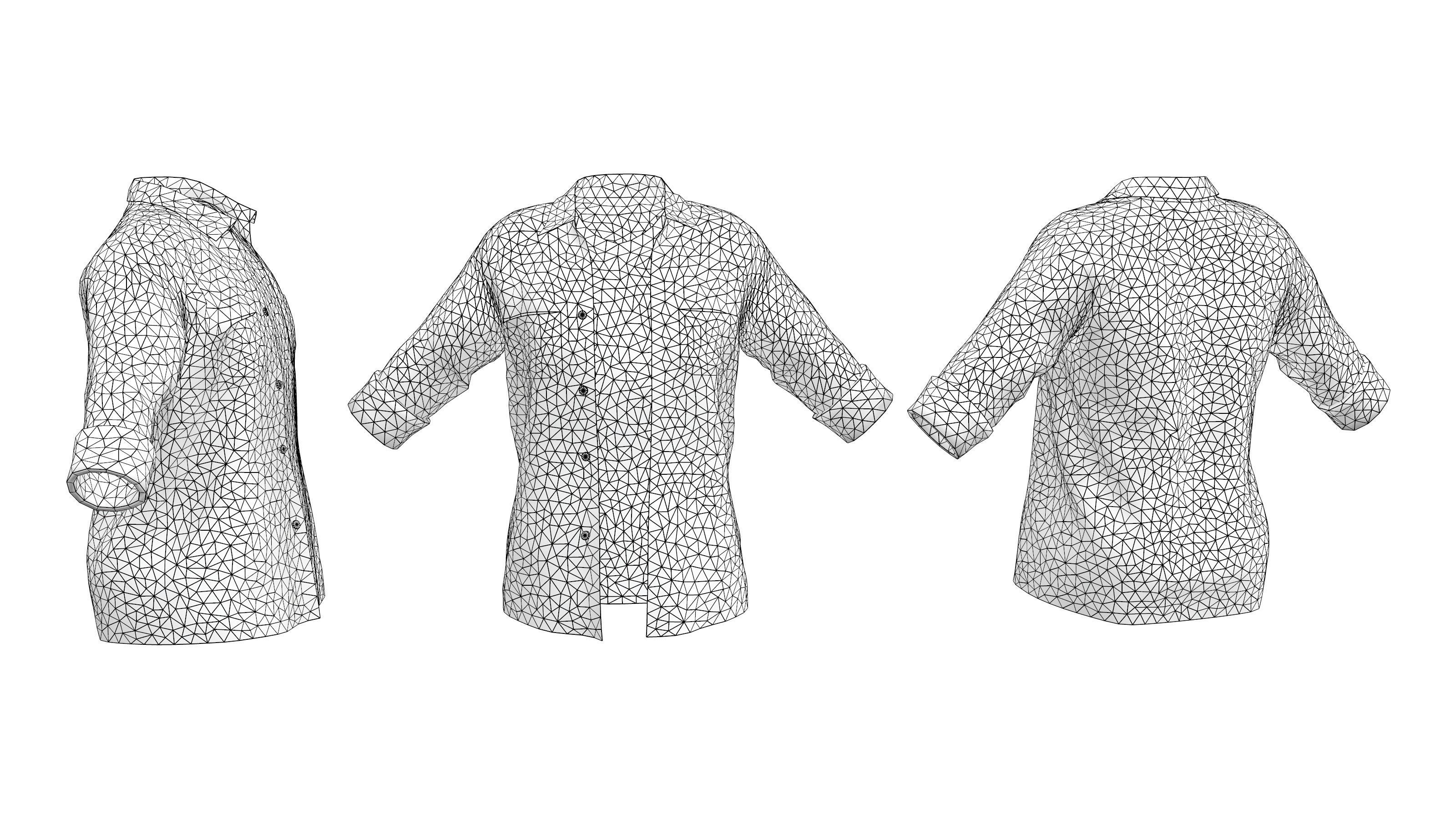 3D model Open Front Shirt With T-shirt VR / AR / low-poly | CGTrader