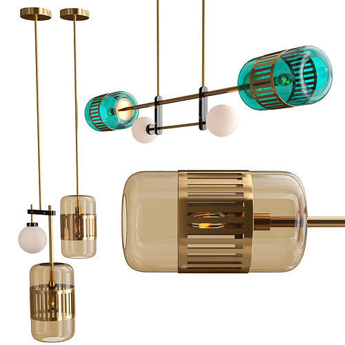 TRAIT COLLECTION brass and glass pendant lights 3D model | CGTrader