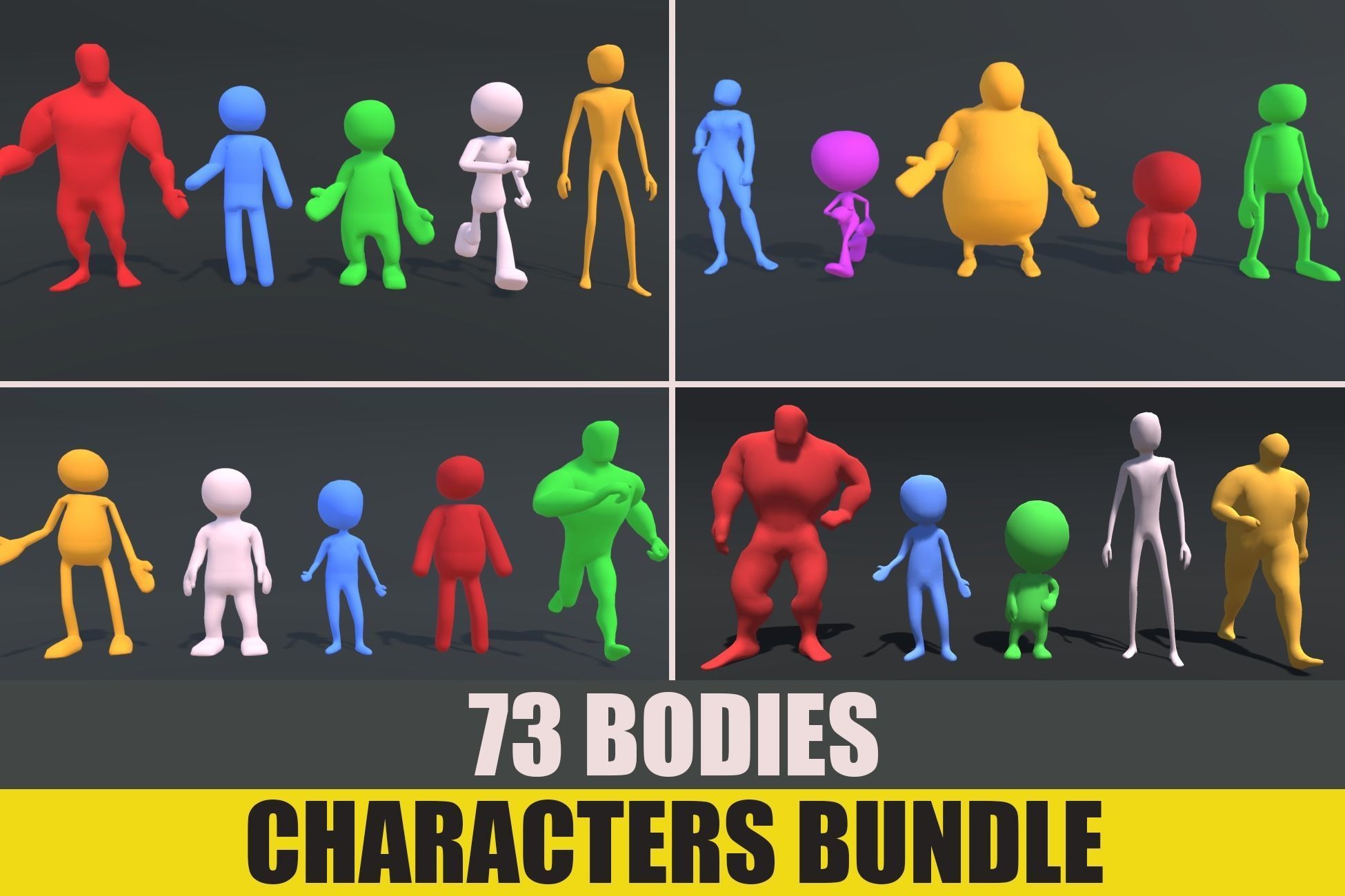 3D model Hypercasual Characters Bundle VR / AR / low-poly | CGTrader