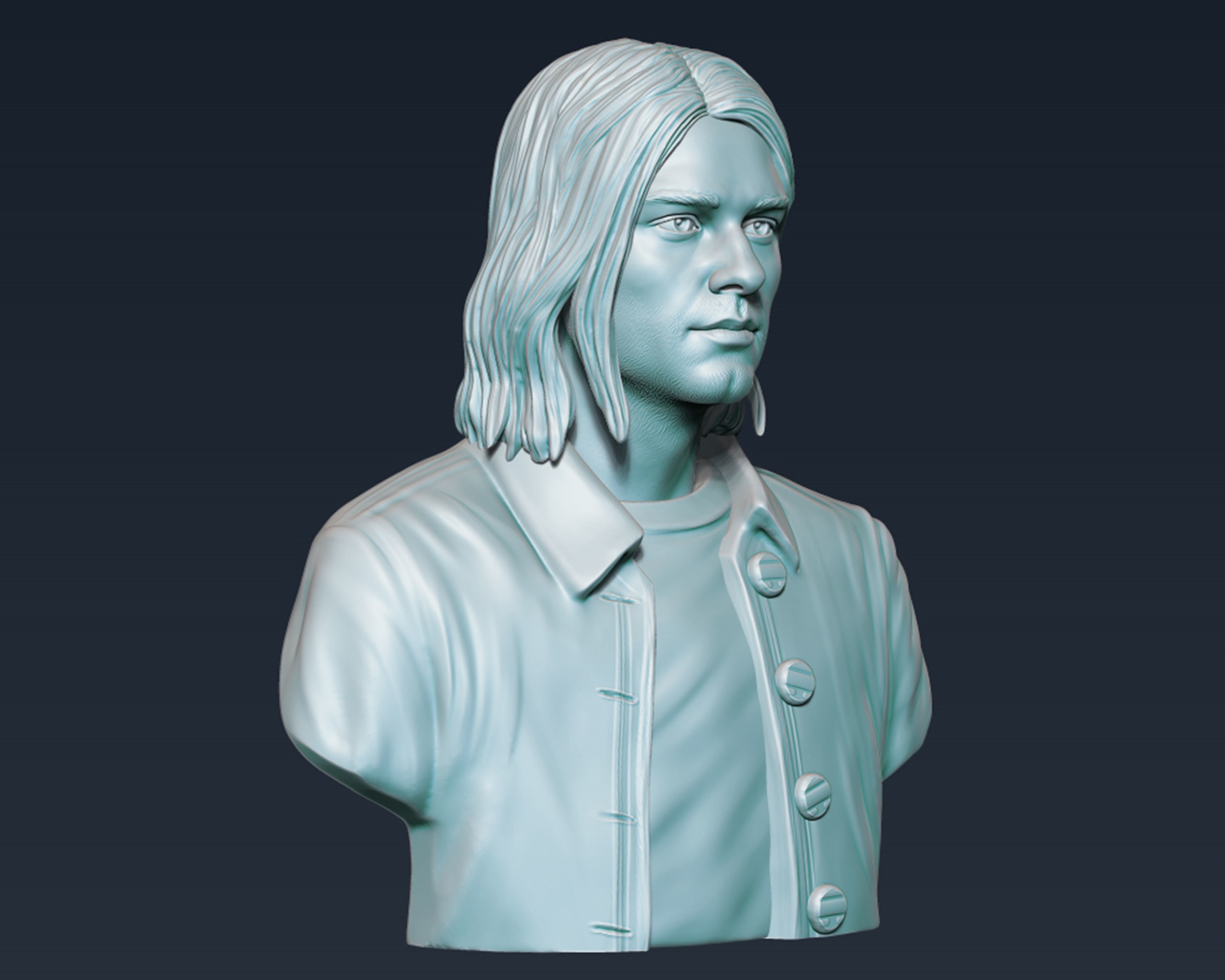 Kurt Cobain portrait sculpture 3D model 3D printable | CGTrader