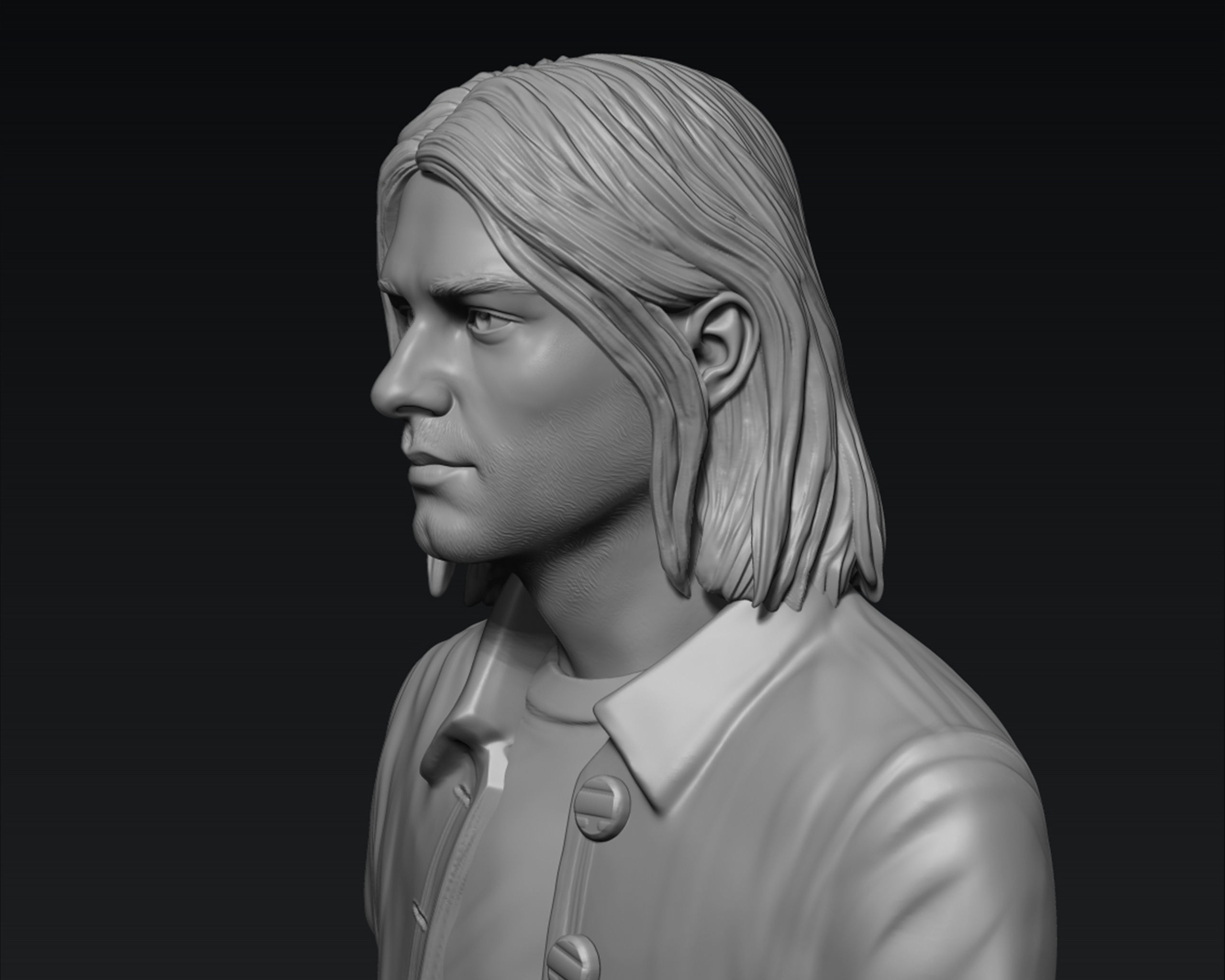 Kurt Cobain portrait sculpture 3D model 3D printable | CGTrader