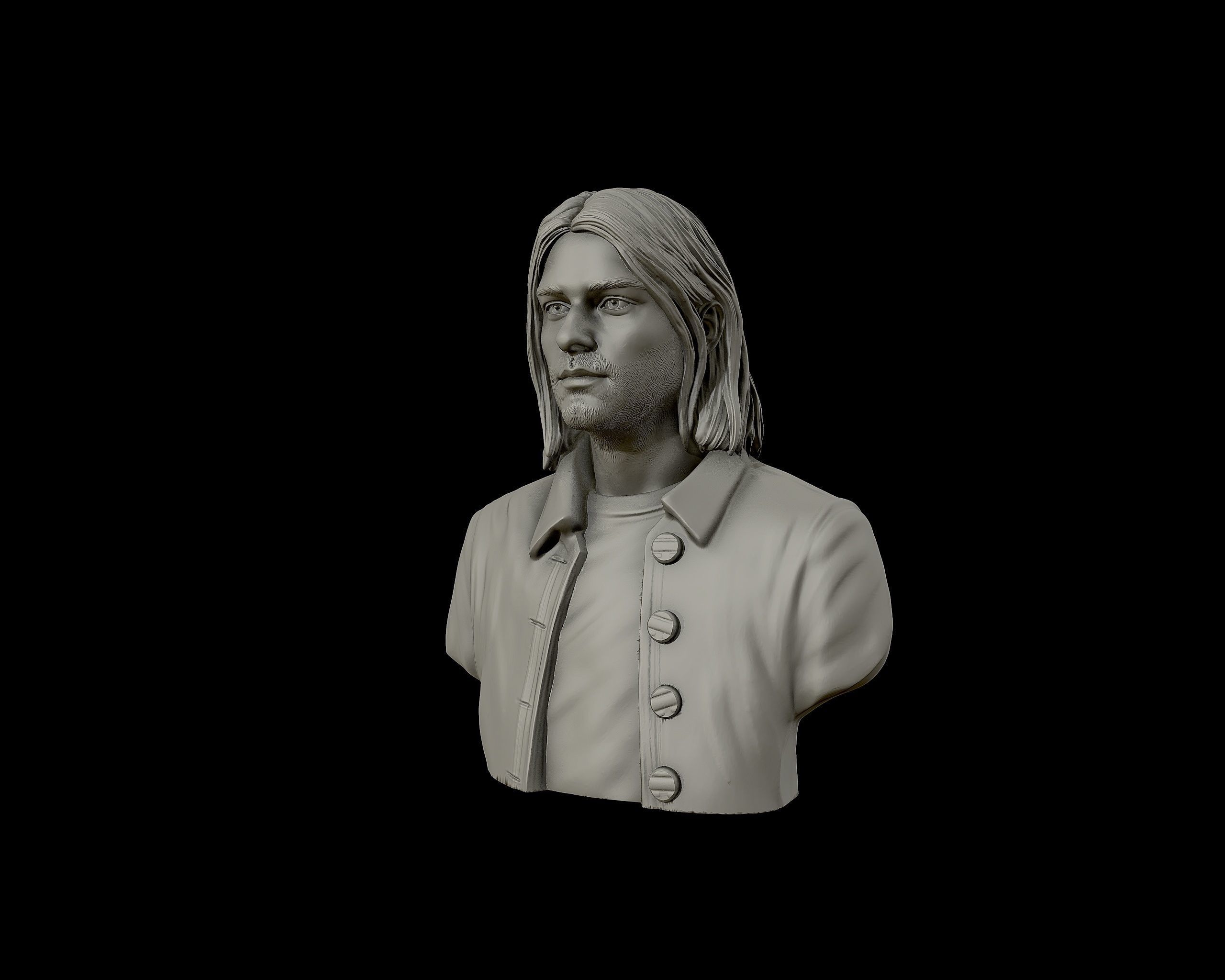 Kurt Cobain portrait sculpture 3D model 3D printable | CGTrader