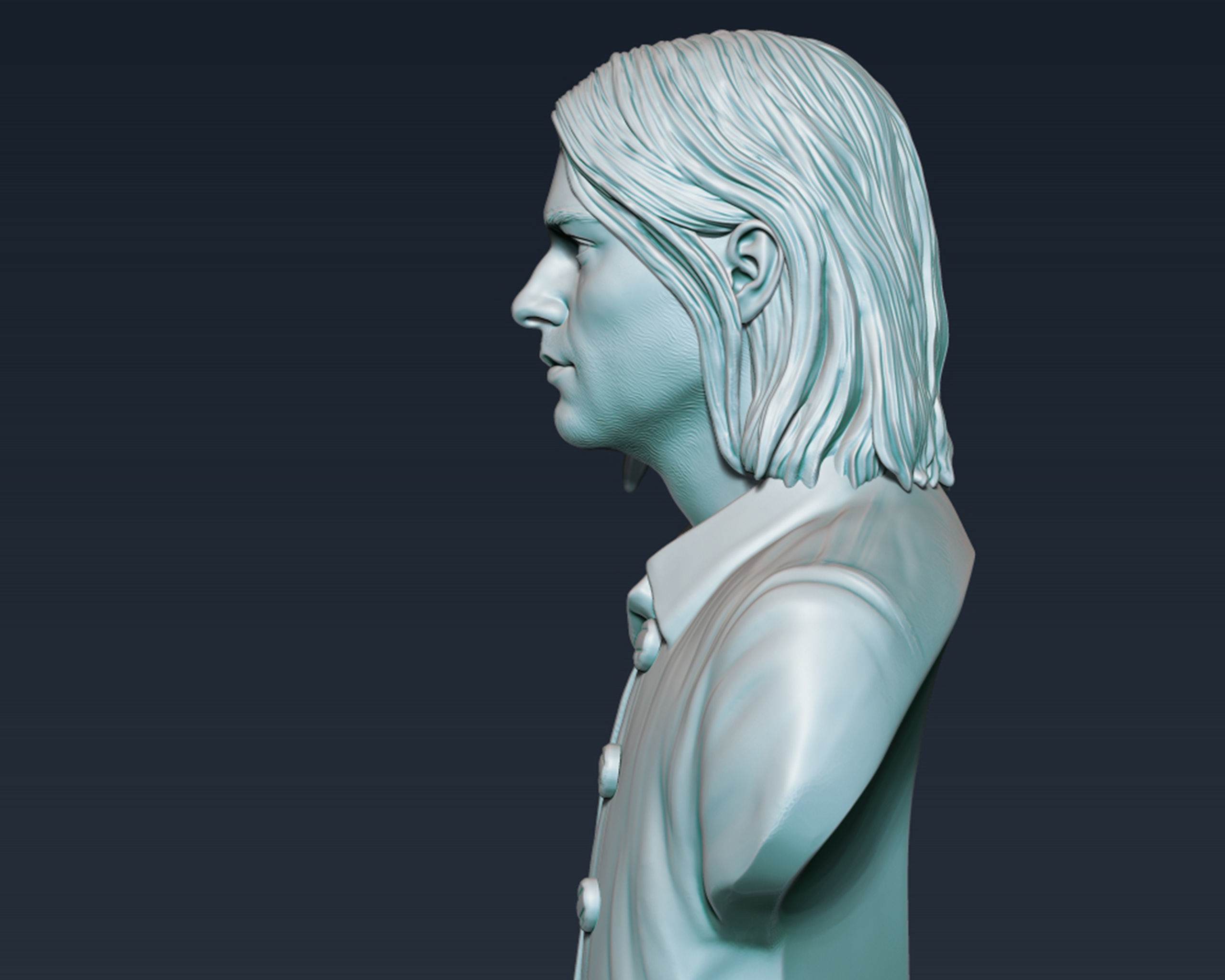 Kurt Cobain portrait sculpture 3D model 3D printable | CGTrader