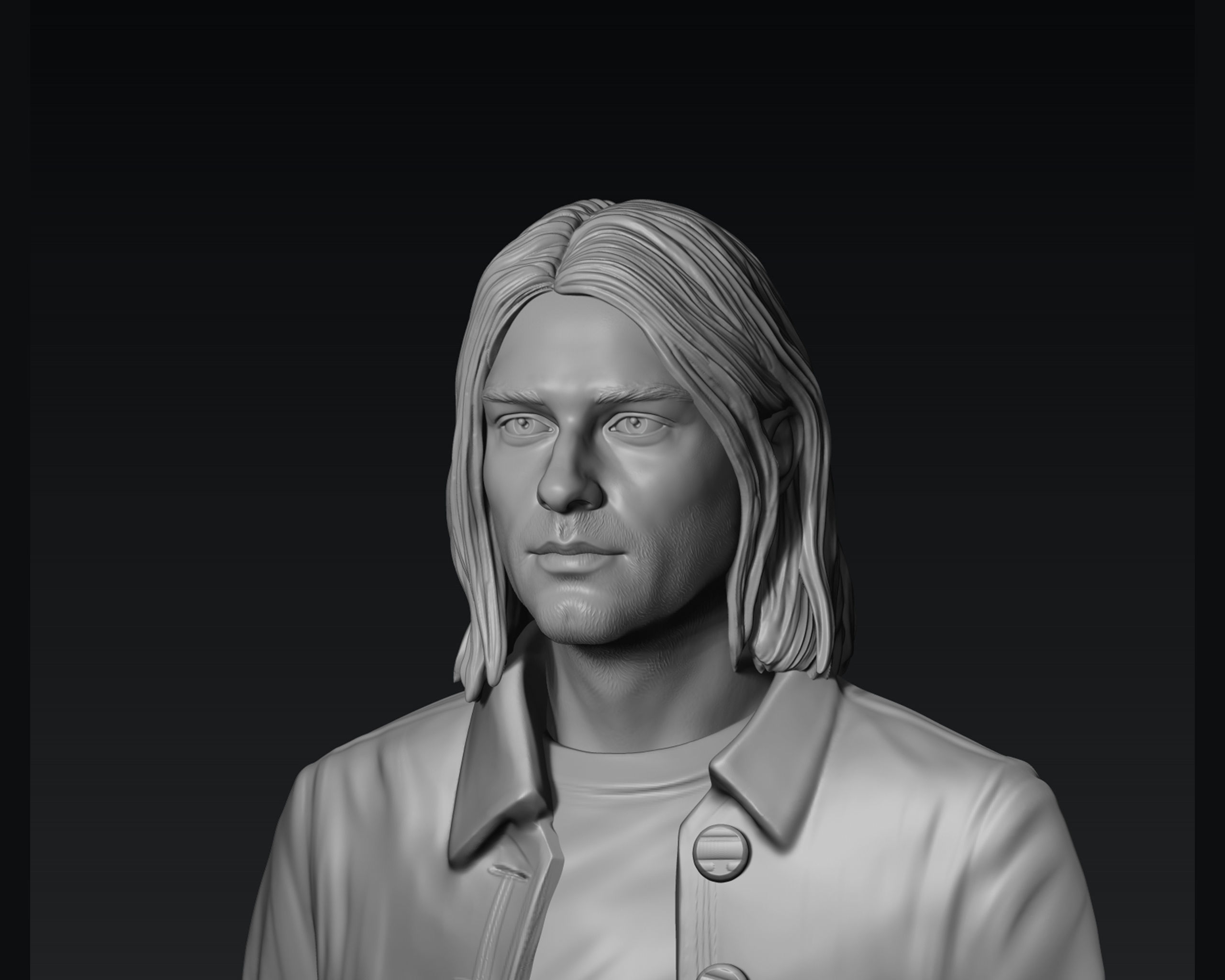 Kurt Cobain portrait sculpture 3D model 3D printable | CGTrader
