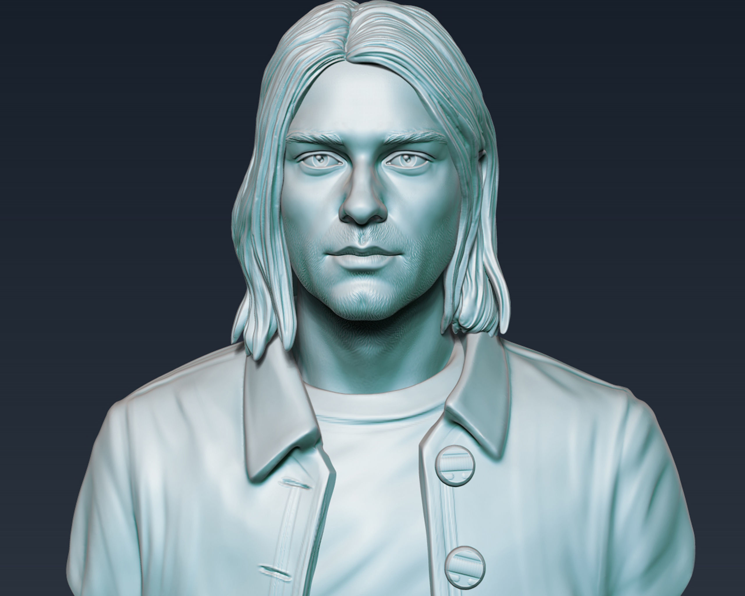 Kurt Cobain portrait sculpture 3D model 3D printable | CGTrader