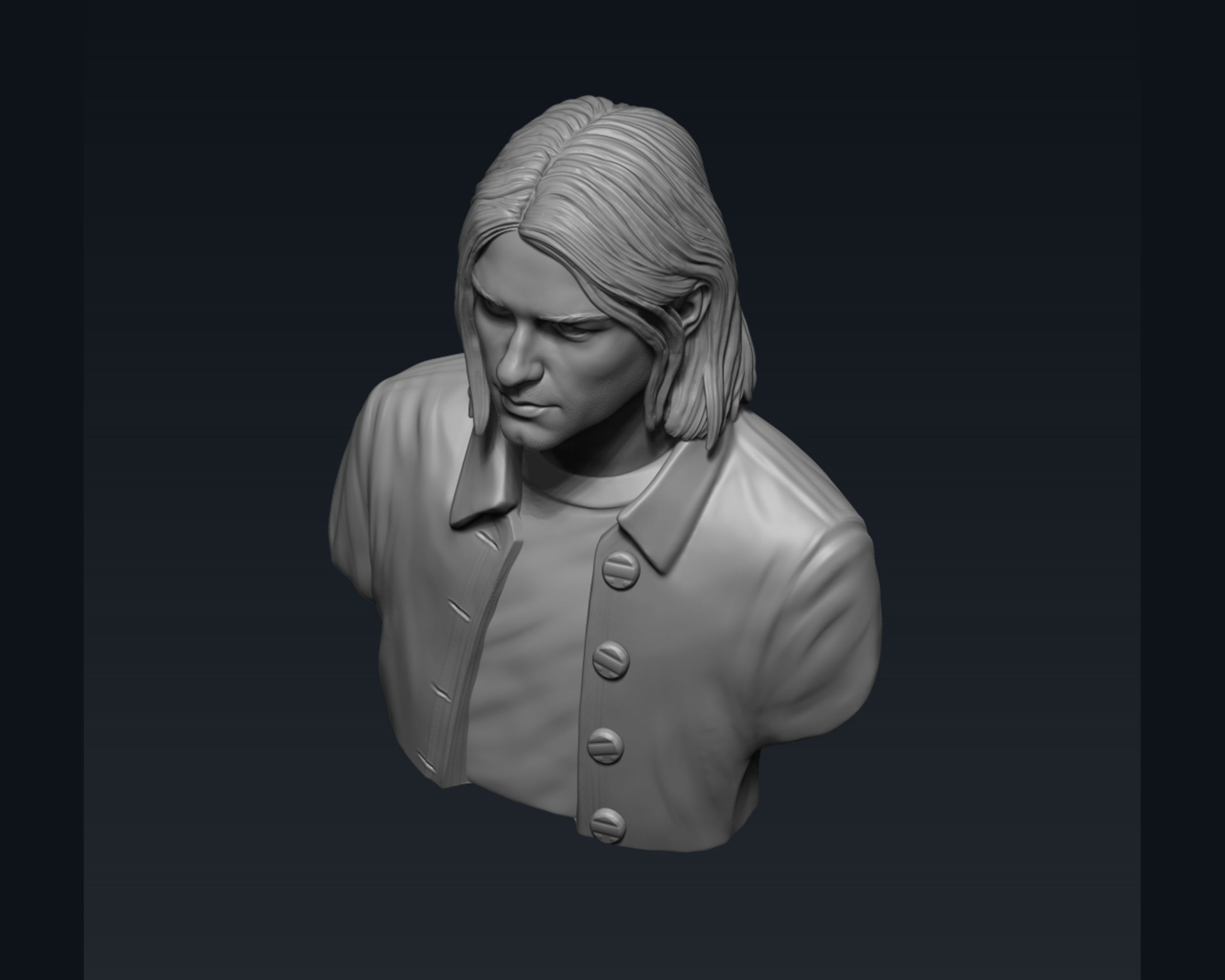 Kurt Cobain portrait sculpture 3D model 3D printable | CGTrader