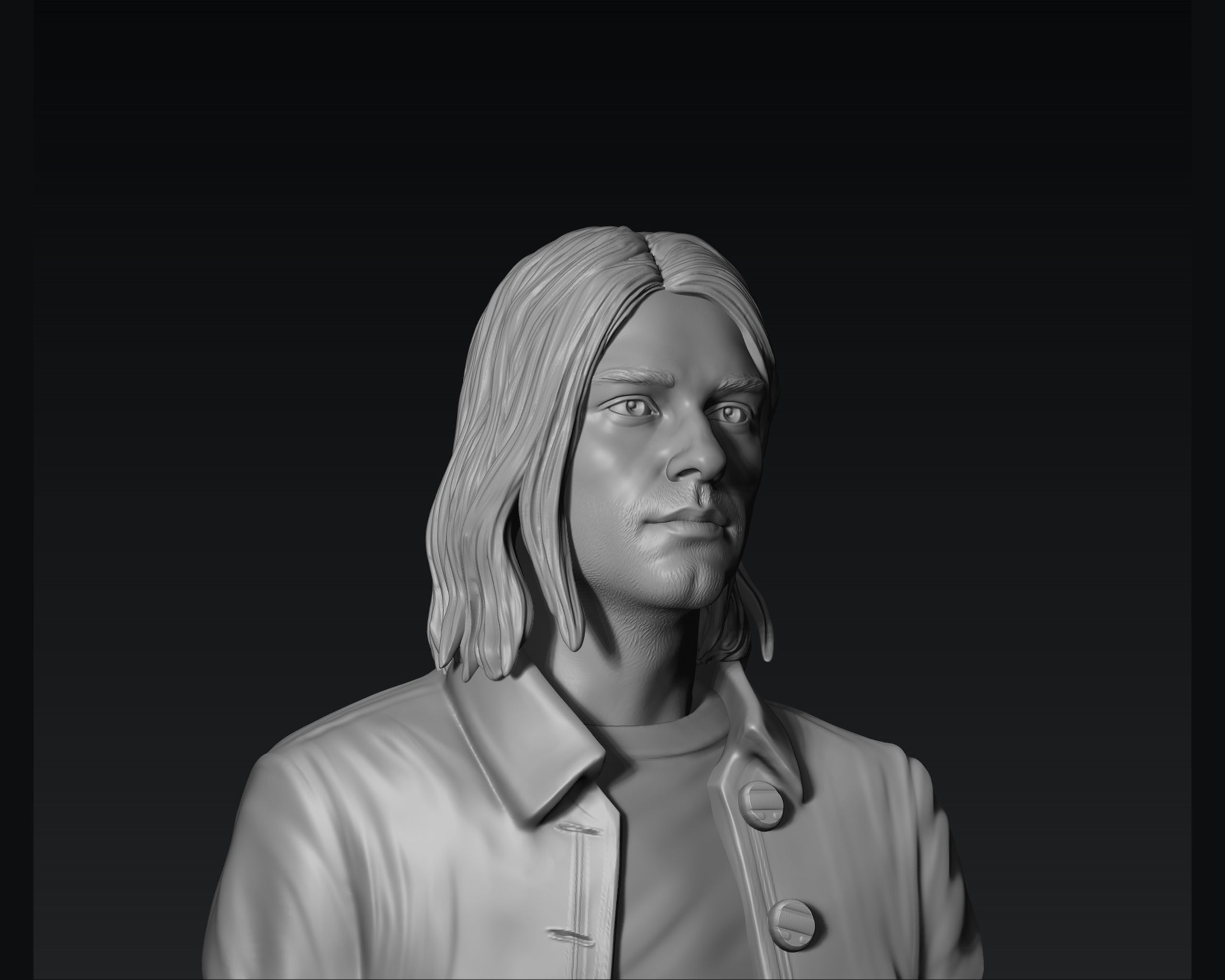 Kurt Cobain portrait sculpture 3D model 3D printable | CGTrader