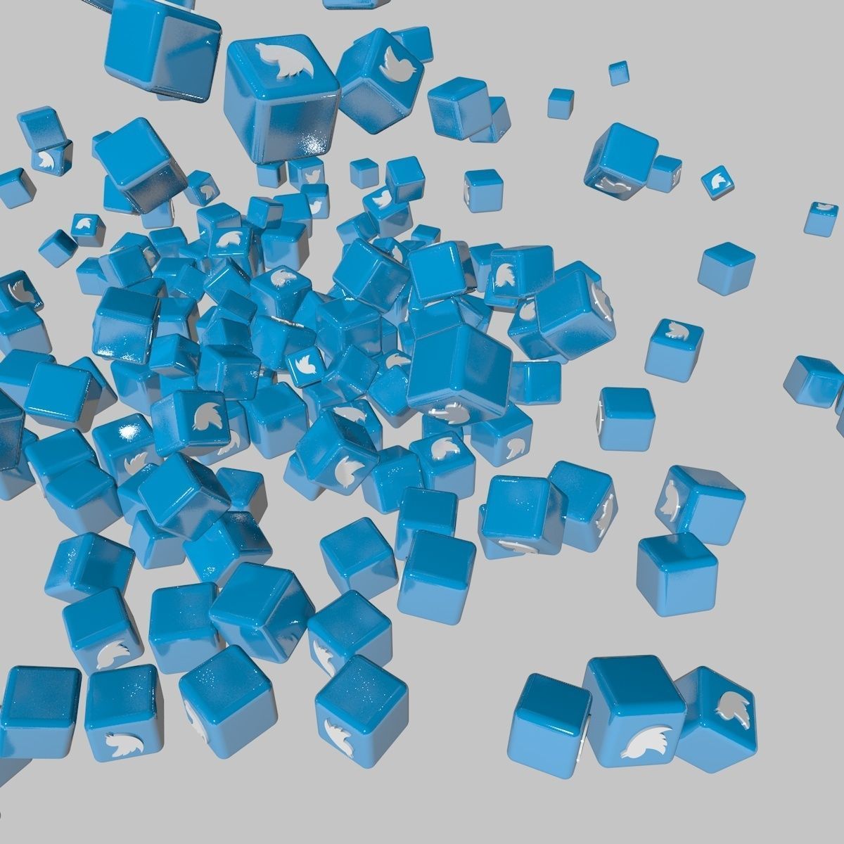 3D model 3D TwitterSocial-AppLogo cube with twitter logo VR / AR / low ...