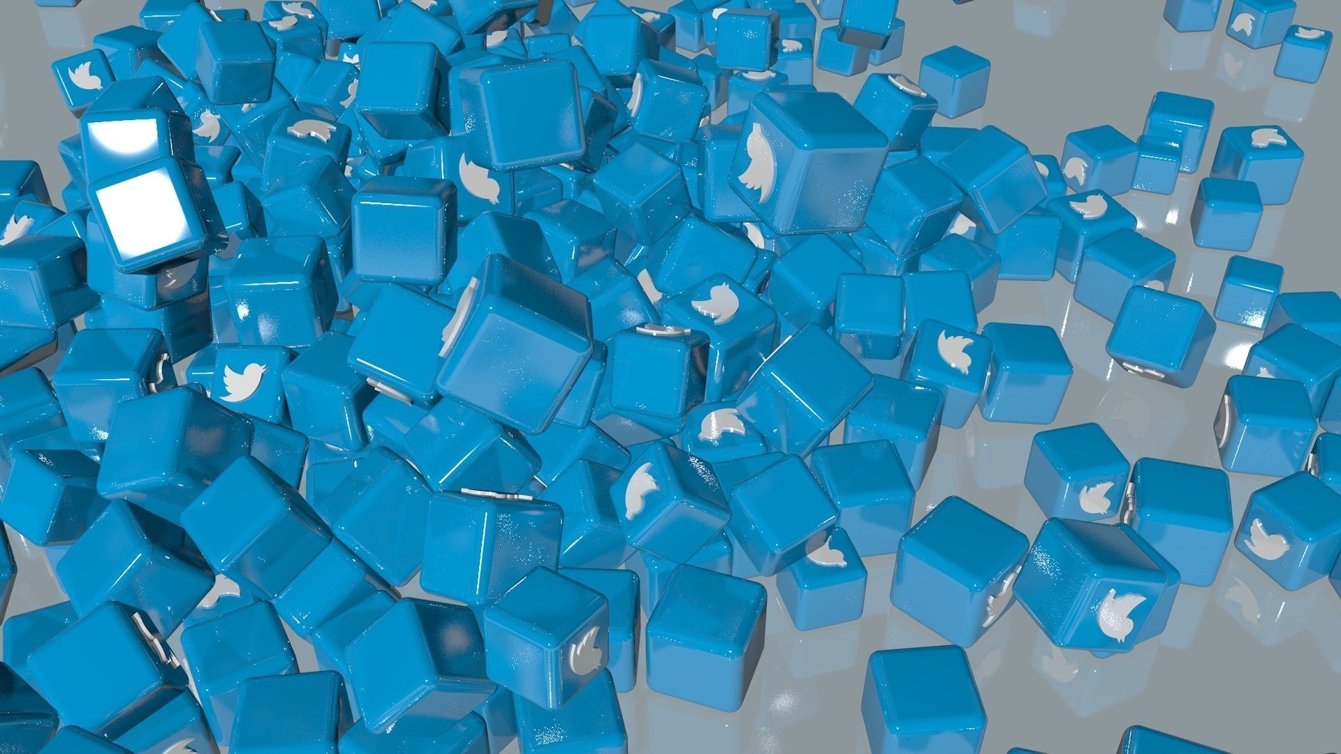 3D model 3D TwitterSocial-AppLogo cube with twitter logo VR / AR / low ...