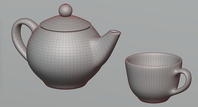 Tea Set teapot and cup 3D model | CGTrader