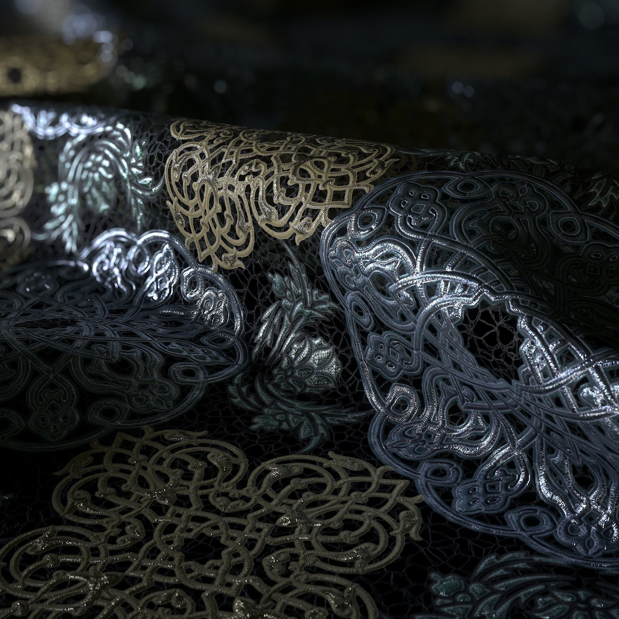 Lace Embroidery 06 - 4K - PBR - PNG - SBSAR Texture | CGTrader