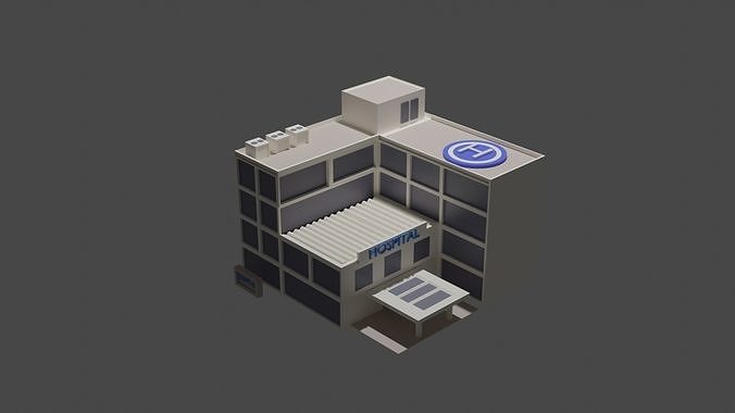 3D model LOW POLY HOSPITAL BUILDING VR / AR / low-poly | CGTrader