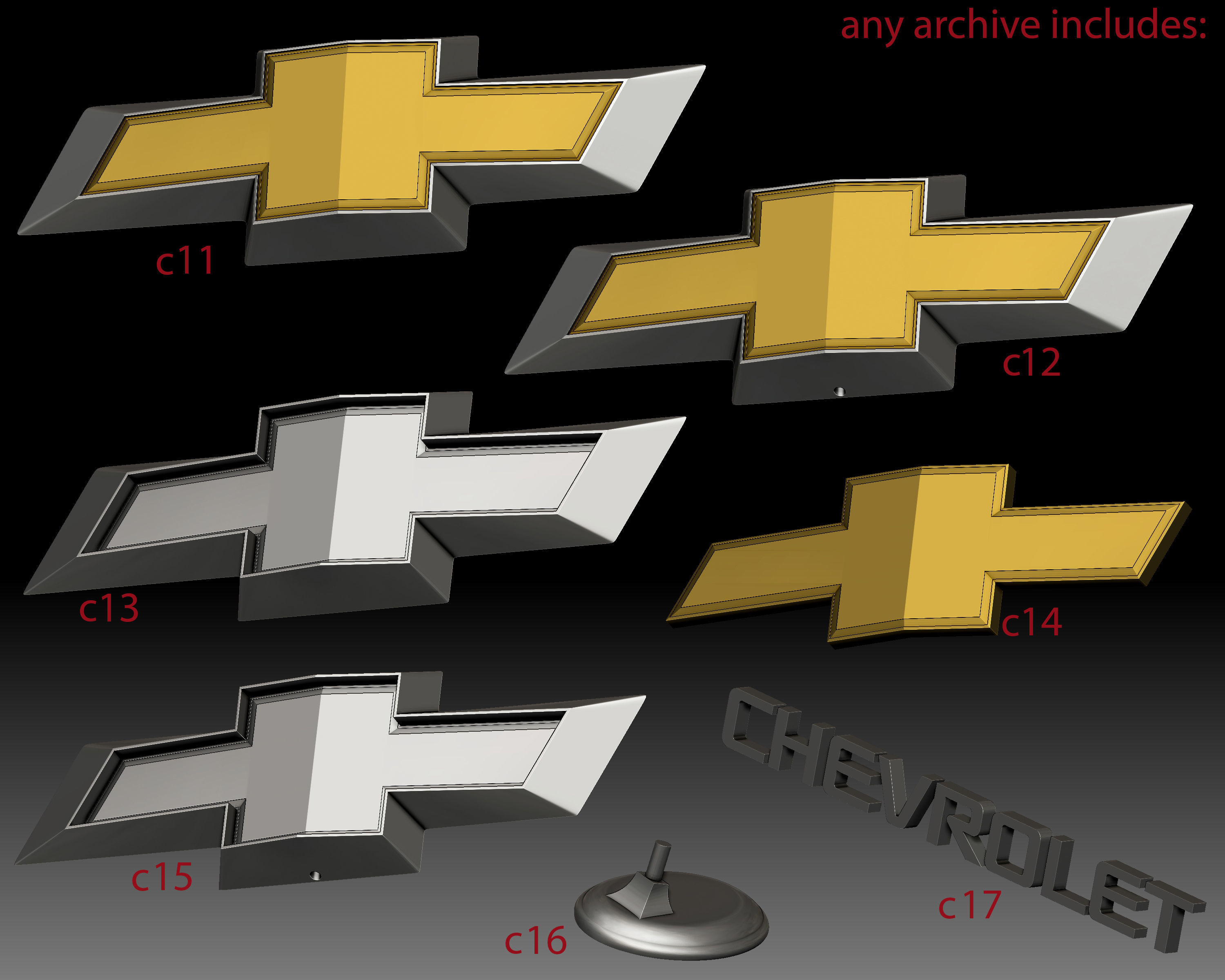 Chevrolet logo car brand for 3D printer or CNC router 3D model 3D ...