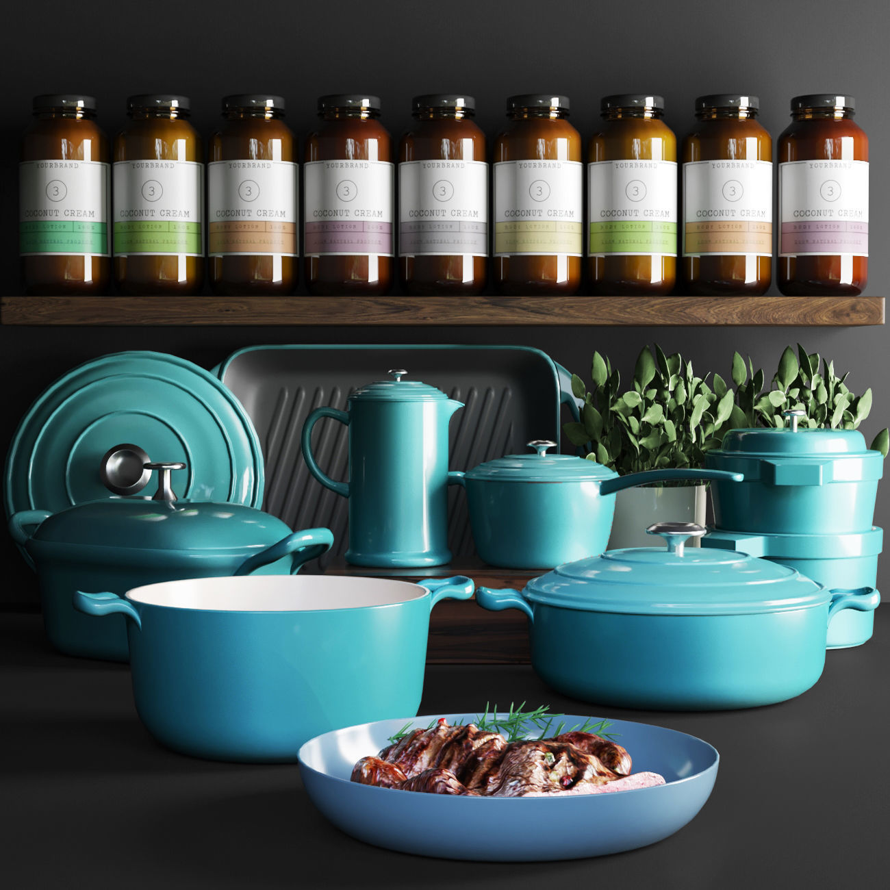 Designer cookware set 3D model | CGTrader