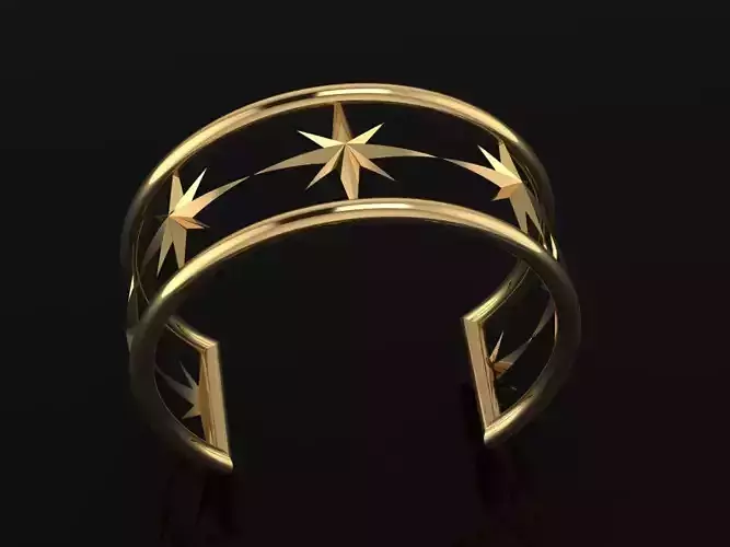 sweep 2 gold cuff with stars free 3D model 3D printable | CGTrader