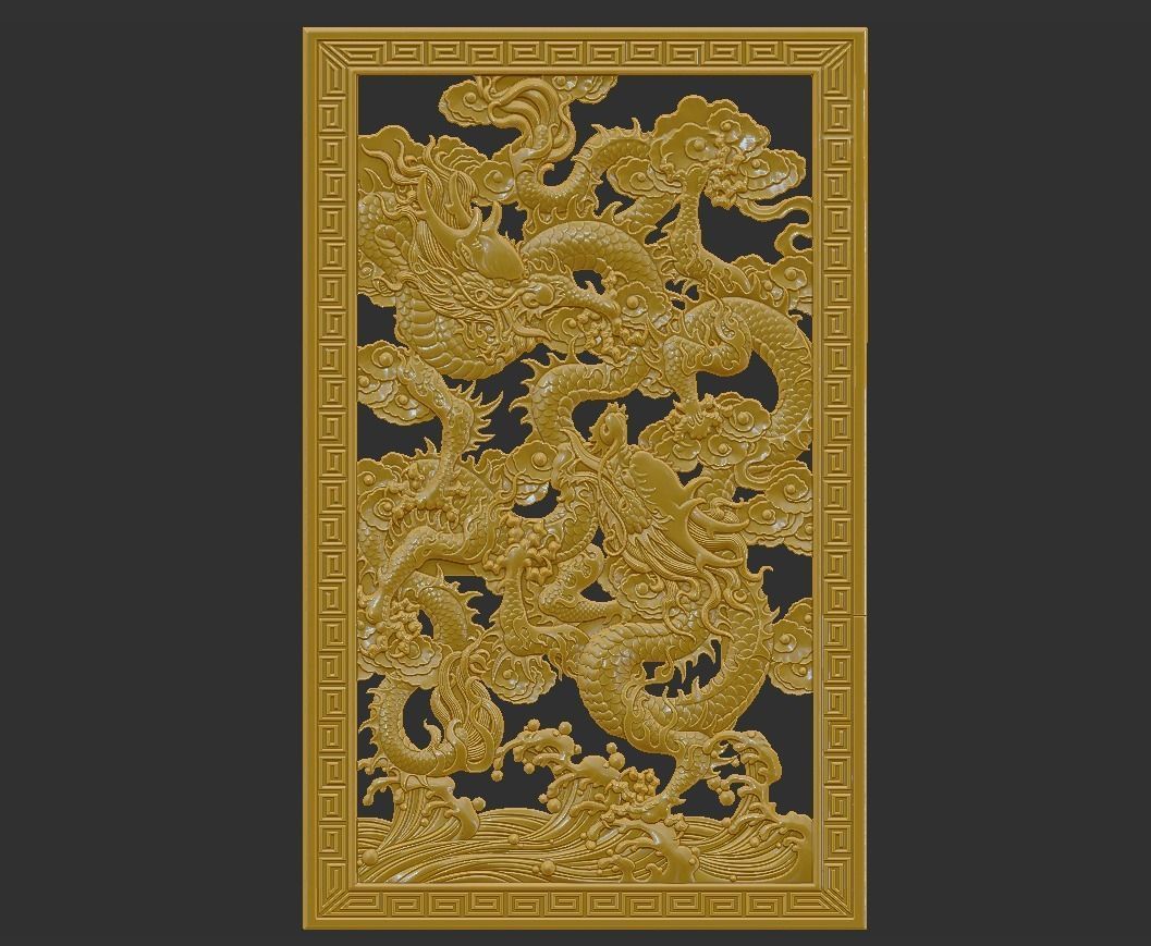 dragons chinese dragon wall panel 3D model 3D printable | CGTrader