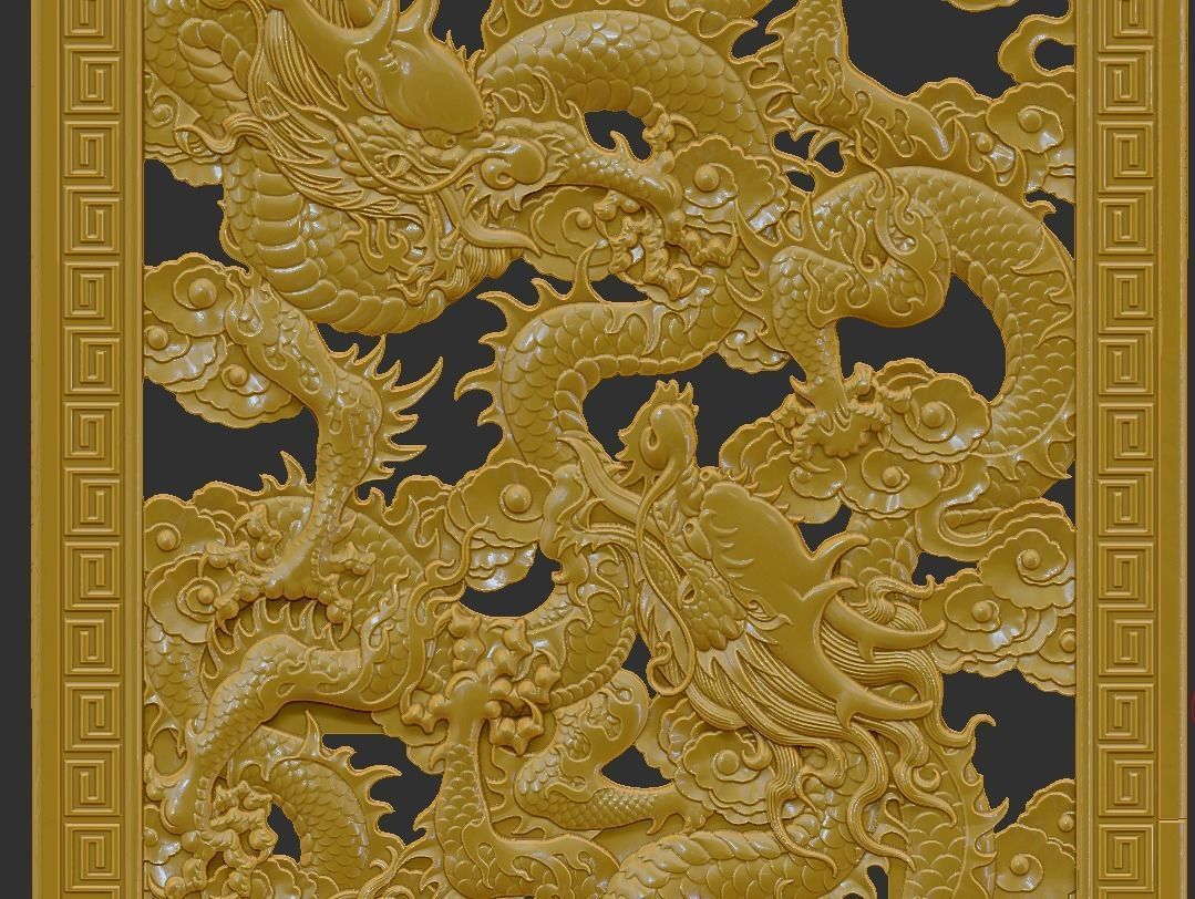 dragons chinese dragon wall panel 3D model 3D printable | CGTrader