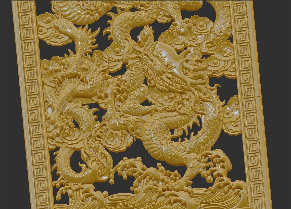dragons chinese dragon wall panel 3D model 3D printable | CGTrader