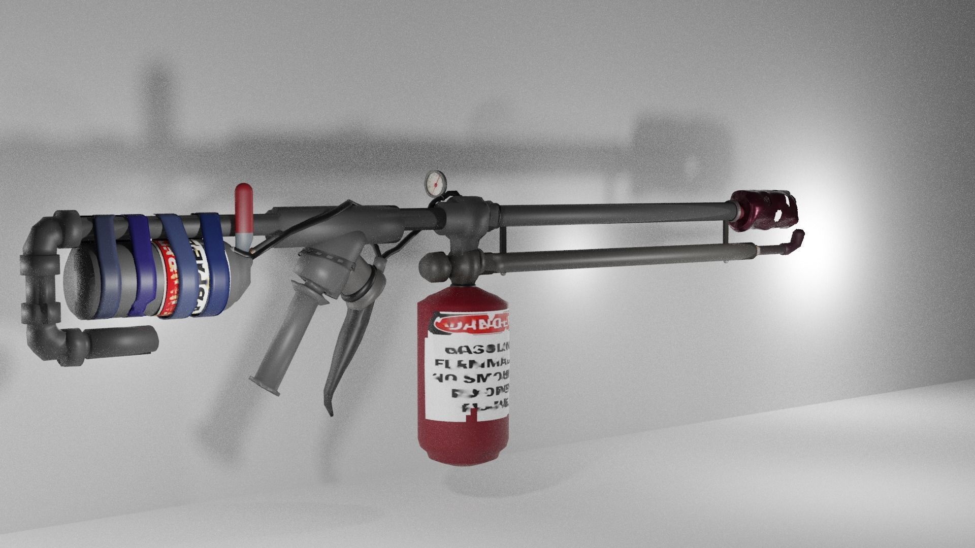 flamethrower fire extinguisher with note free VR / AR / low-poly 3D ...