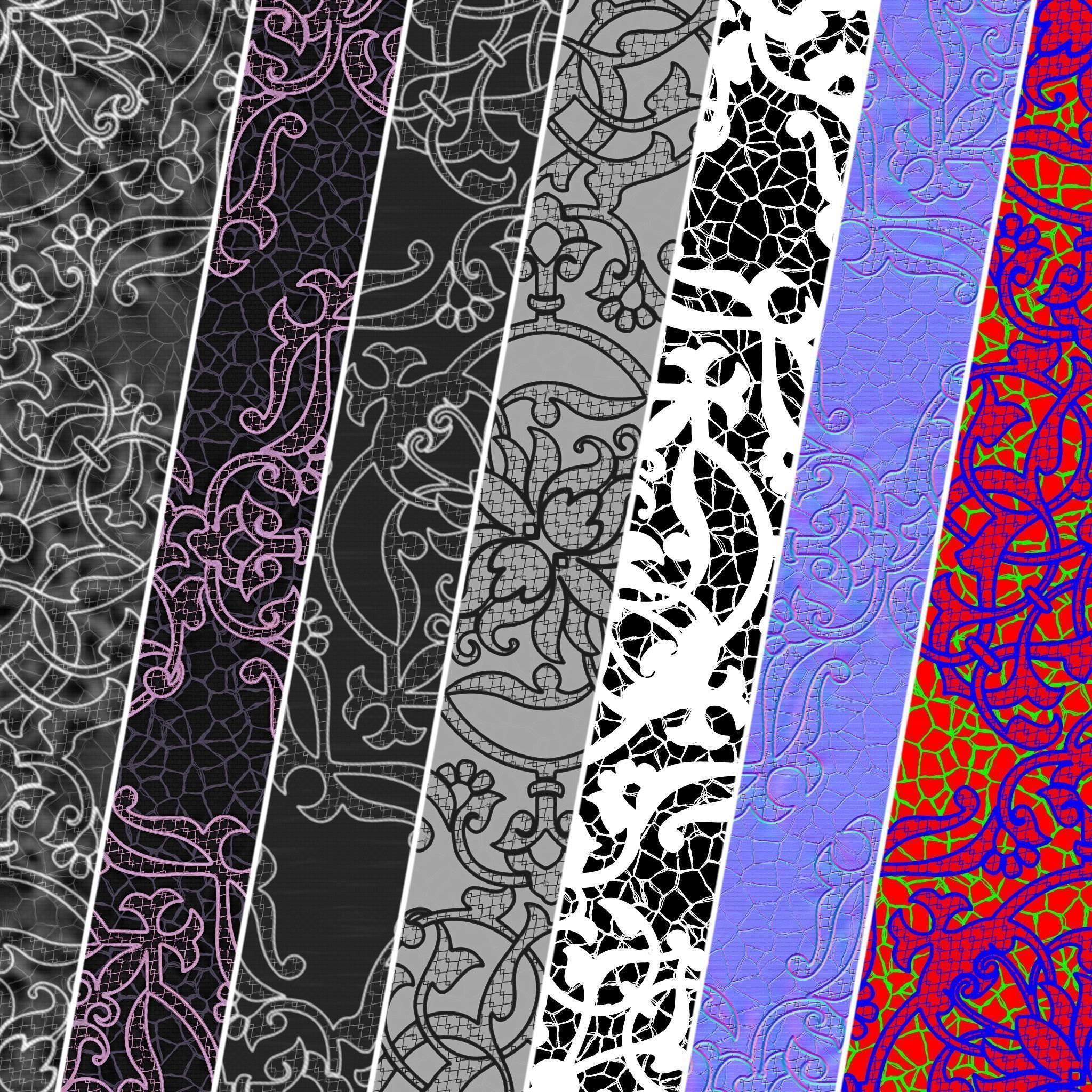 Lace Embroidery 09 - 4K - PBR - PNG - SBSAR Texture | CGTrader