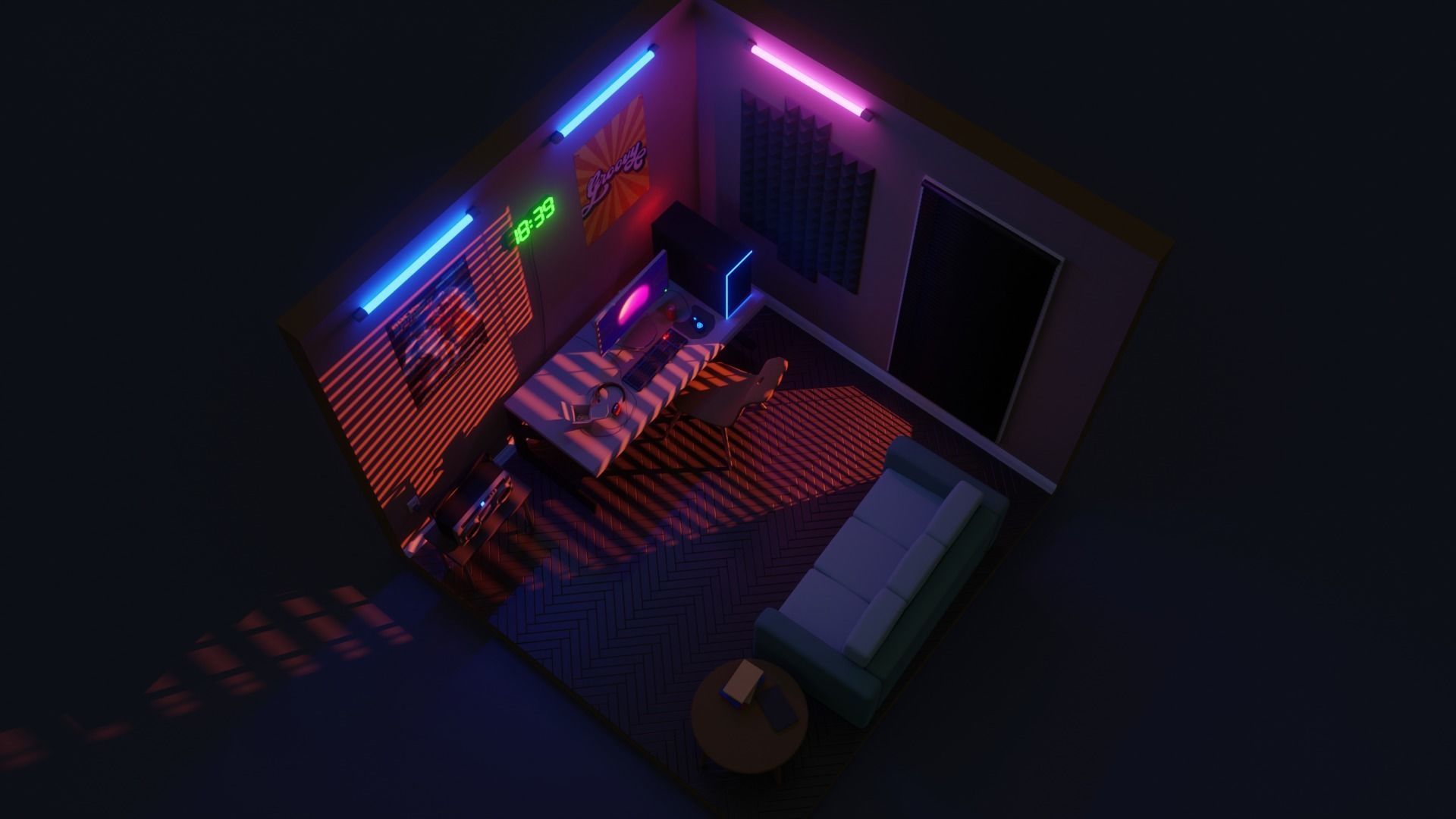 3D model Isometric Gaming room 3 VR / AR / low-poly | CGTrader