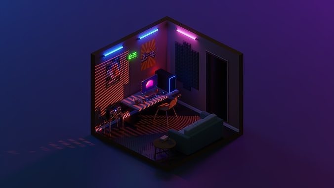 3D model Isometric Gaming room 3 VR / AR / low-poly | CGTrader