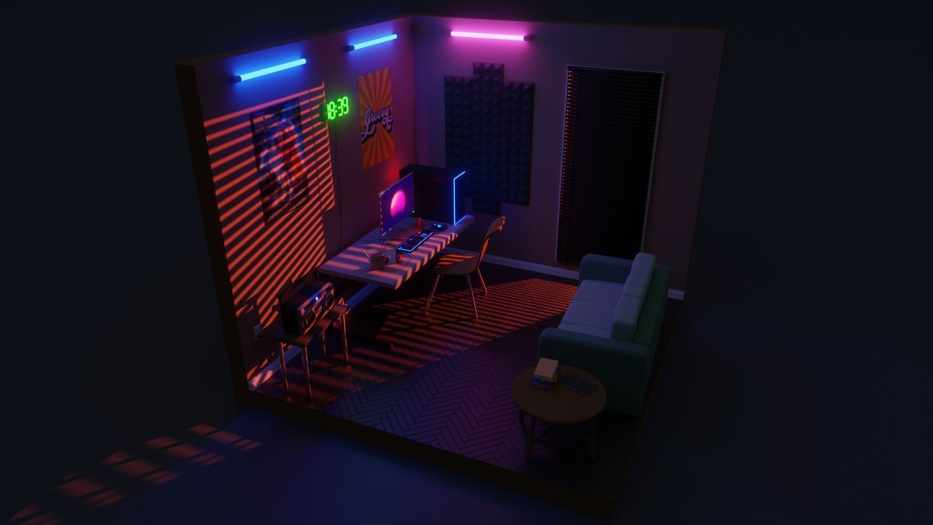 3D model Isometric Gaming room 3 VR / AR / low-poly | CGTrader