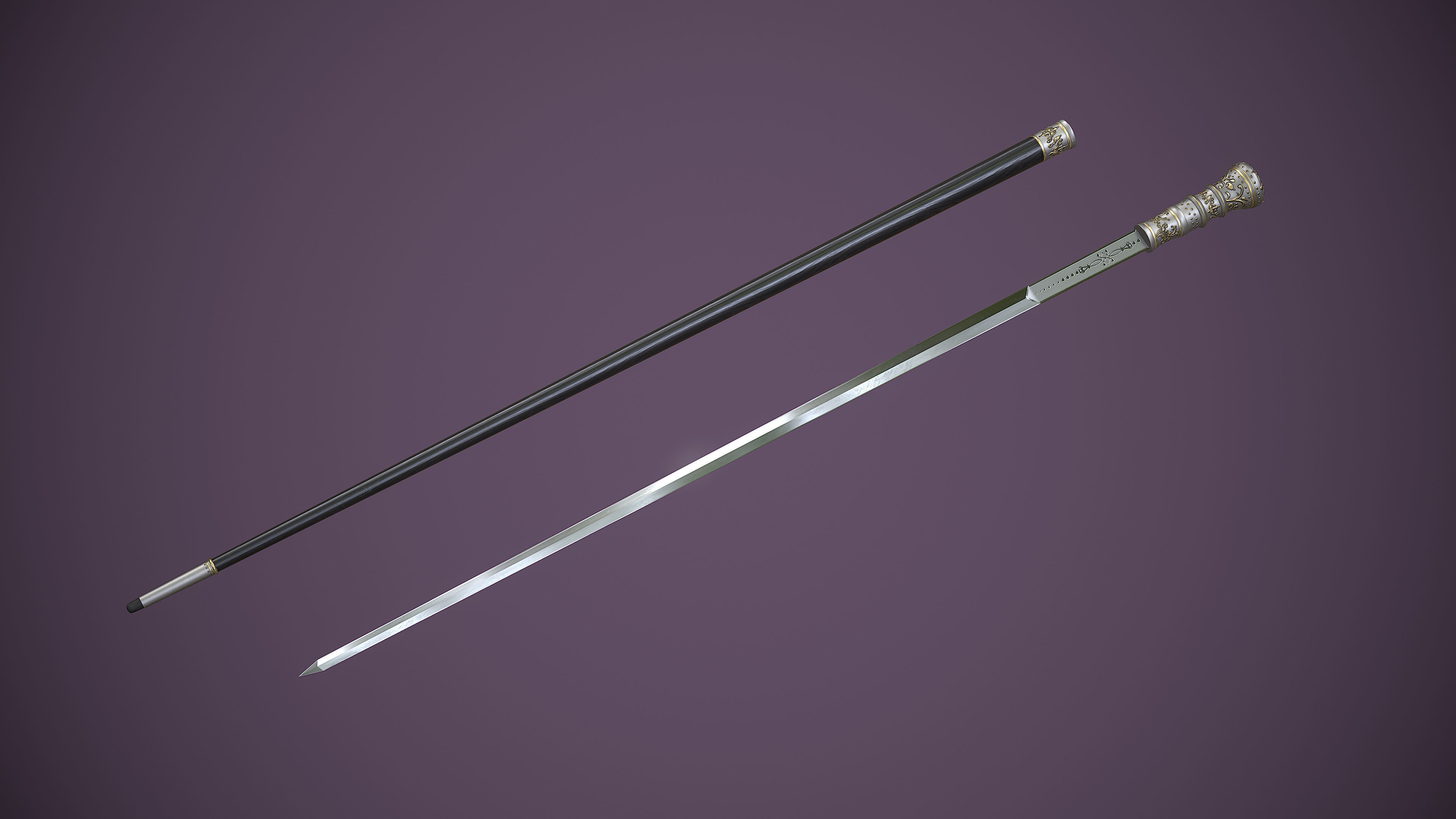 3D model Victorian cane-sword VR / AR / low-poly | CGTrader