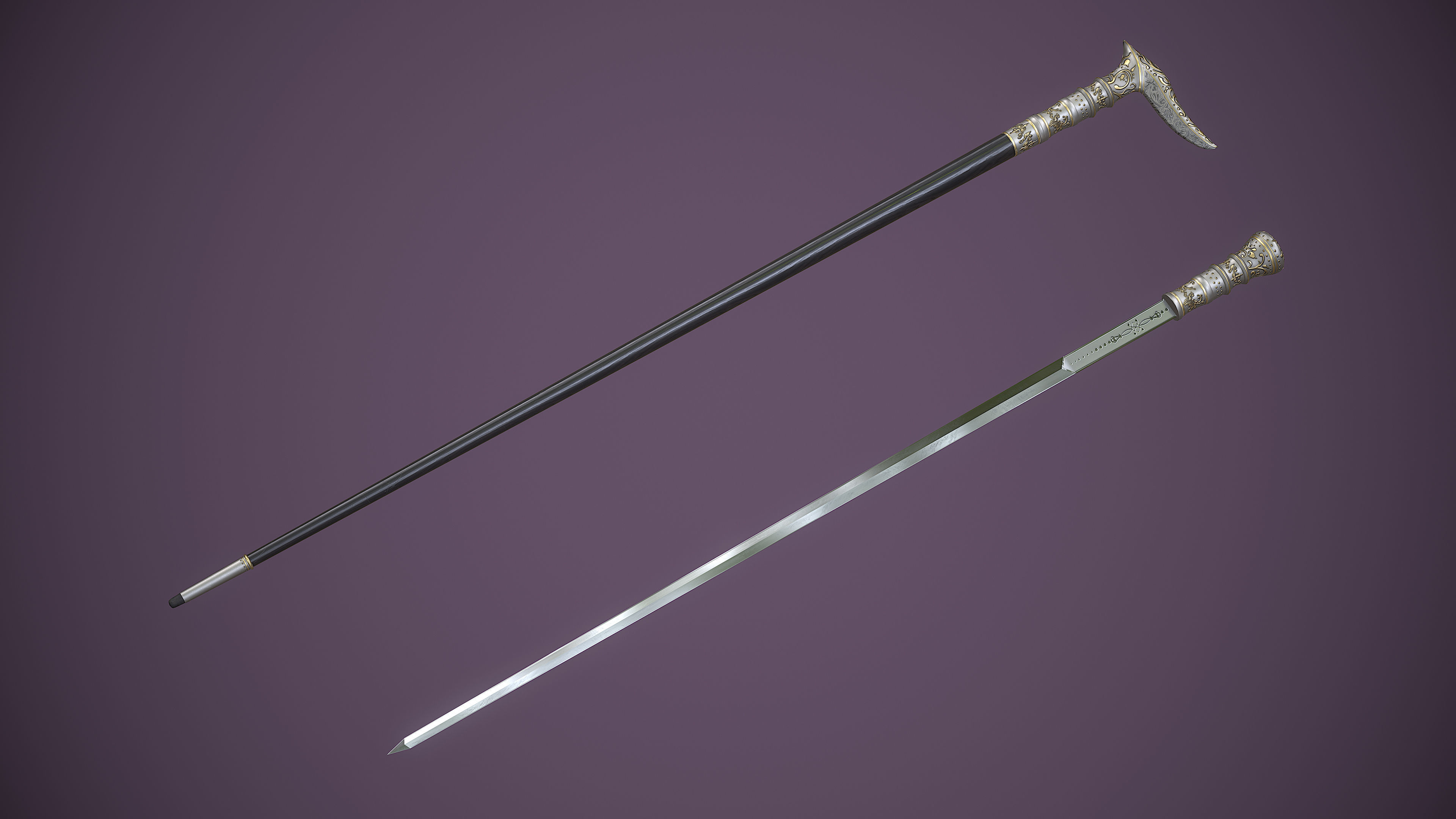 3D model Victorian cane-sword VR / AR / low-poly | CGTrader