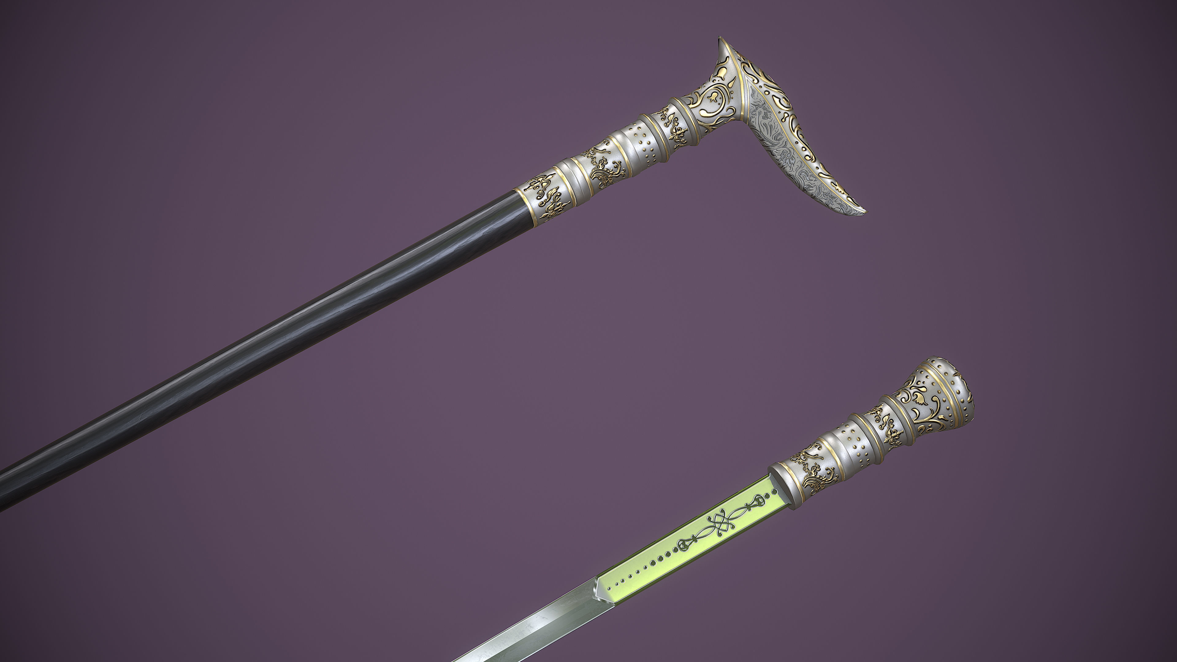 3D model Victorian cane-sword VR / AR / low-poly | CGTrader