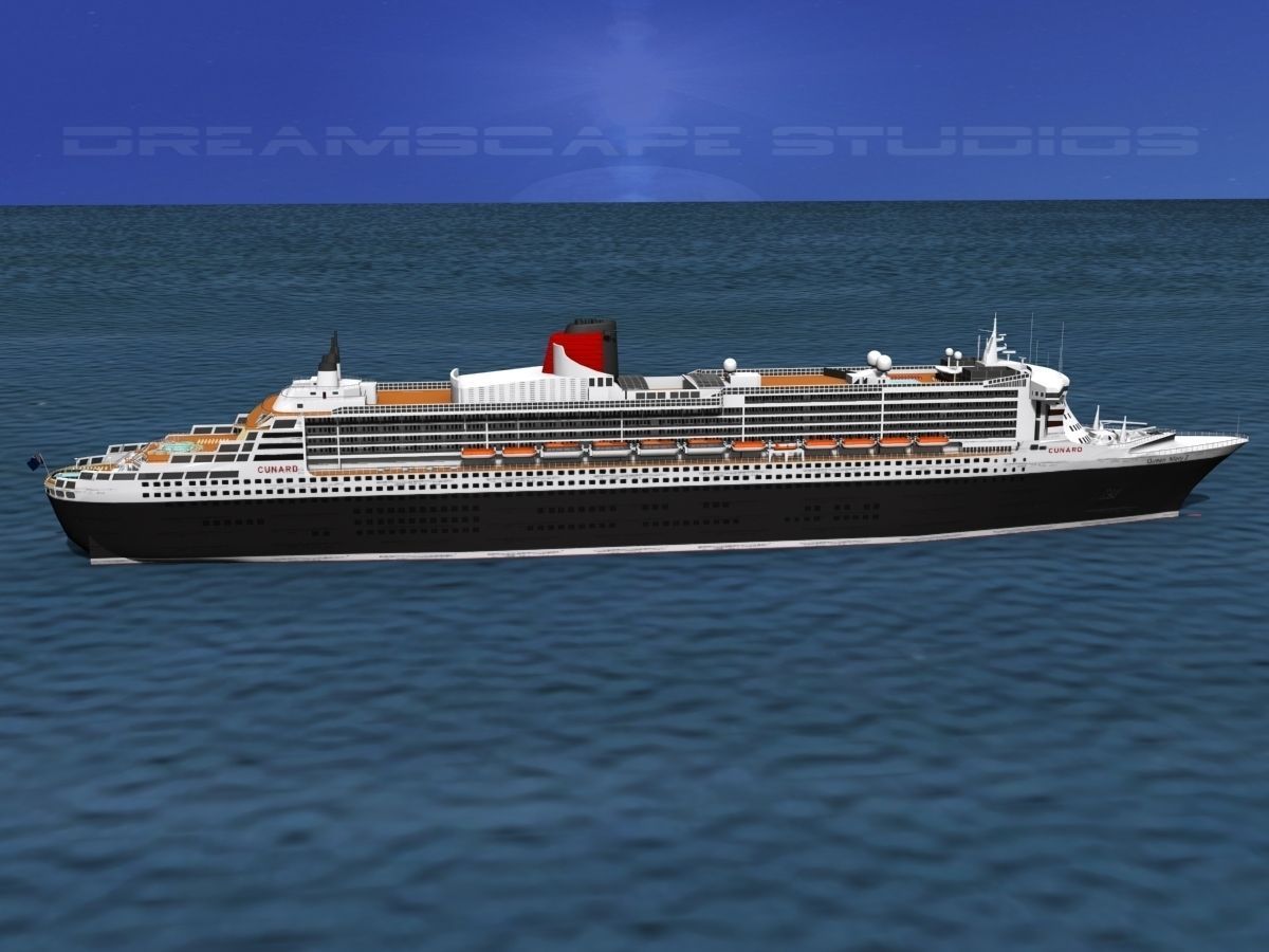 RMS Queen Mary 2 3D Model rigged MAX OBJ 3DS LWO LW LWS DXF DWG ...