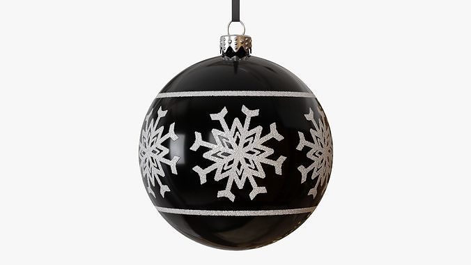 Christmas Ball Black with Snowflakes 3D model | CGTrader