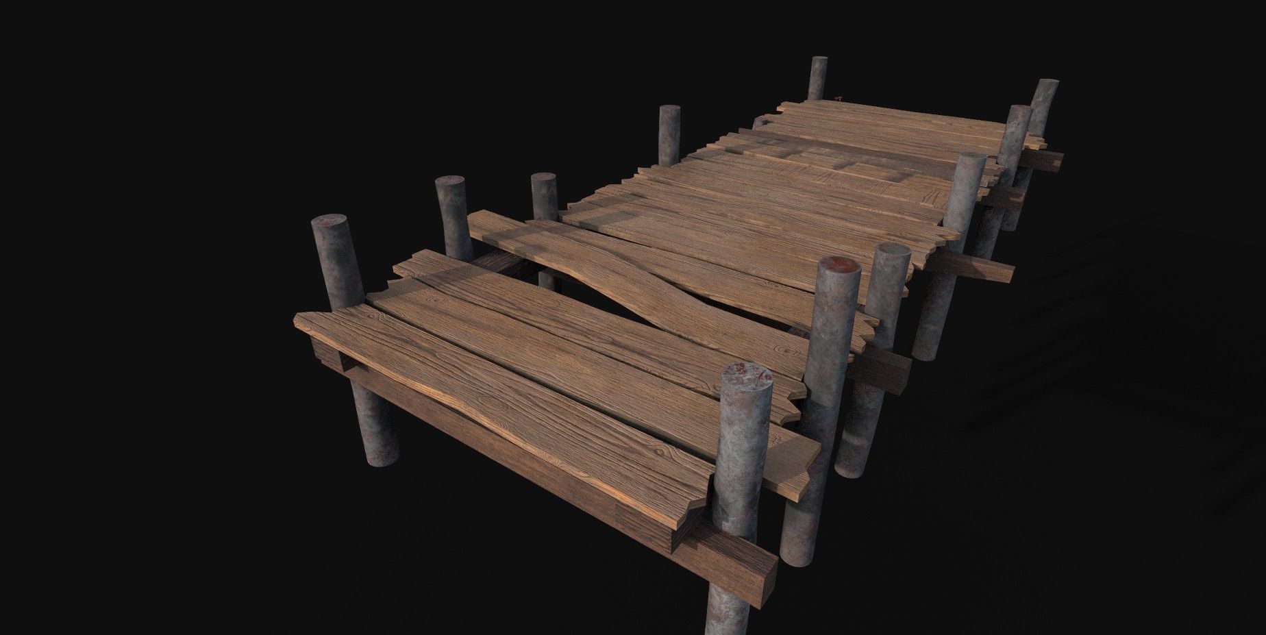 3D model Old Wooden Row Boat Dock Low Poly Game Ready VR / AR / low ...