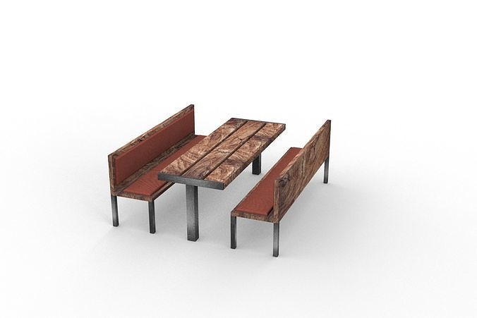 Lounge with table and seating benches free 3D model | CGTrader