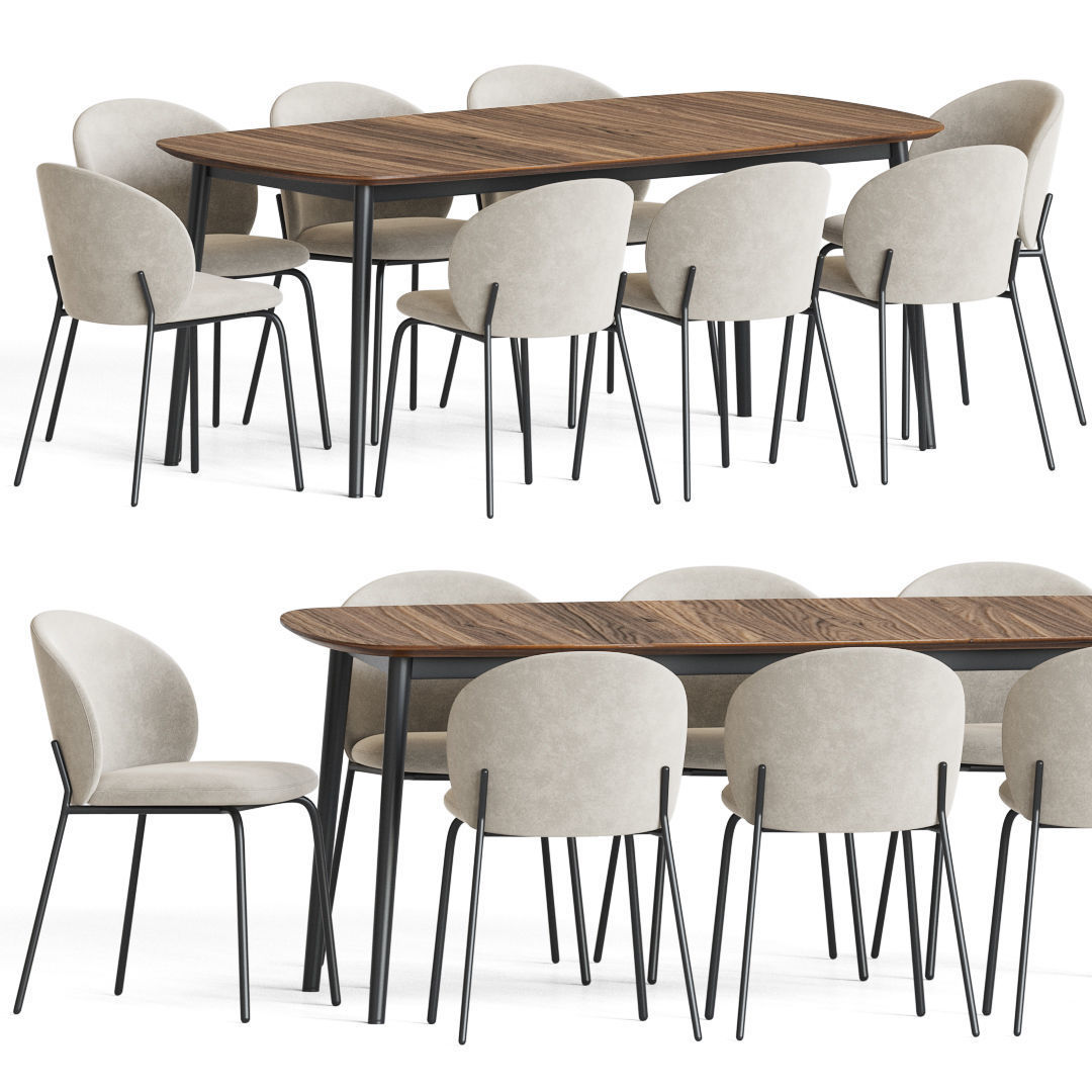 Princeton Chair Kingston Table Dining Set 3D model | CGTrader
