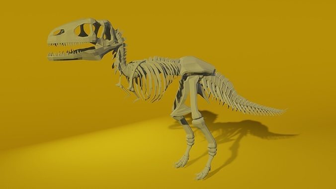 3D model t-rex skeleton in low-poly free VR / AR / low-poly 3D model ...