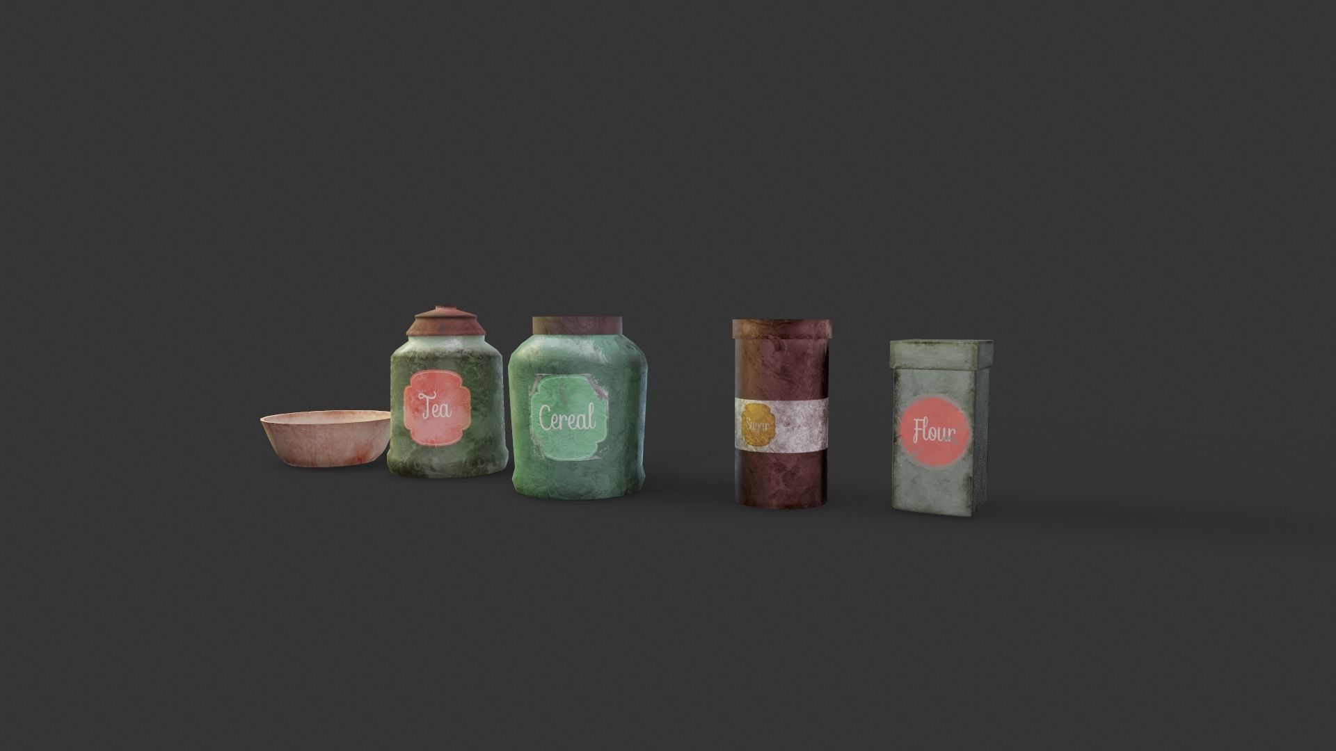 3D model Game ready jars low poly bottles and bowls VR / AR / low-poly ...